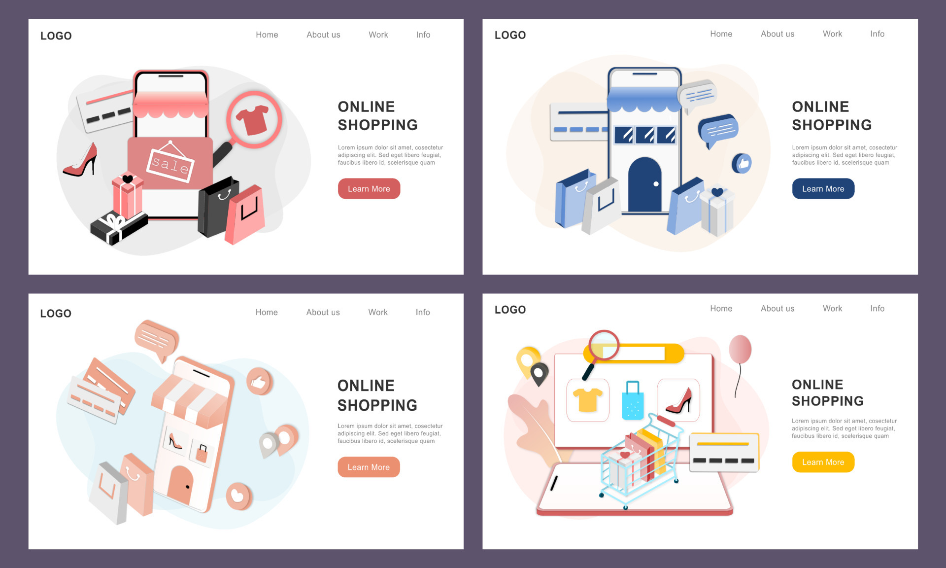 Set Of 3d Realistic Online Shopping On Landing Web Page Or Mobile Application Concept Of Vector