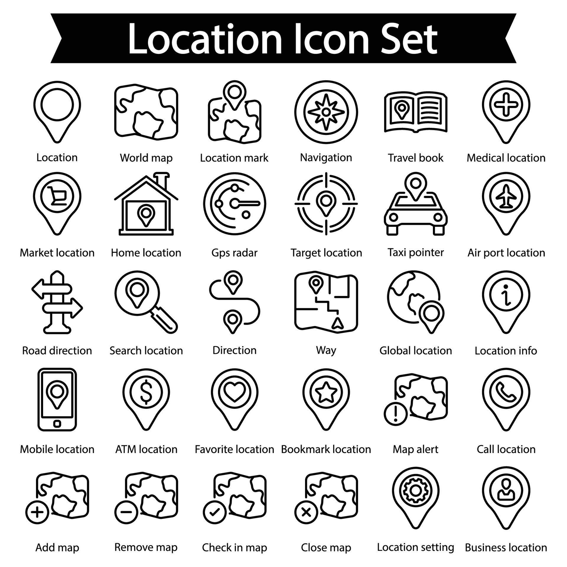 Location Line Icon Set 4819968 Vector Art at Vecteezy Location Line Icon Set 4819968 Vector Art at Vecteezy