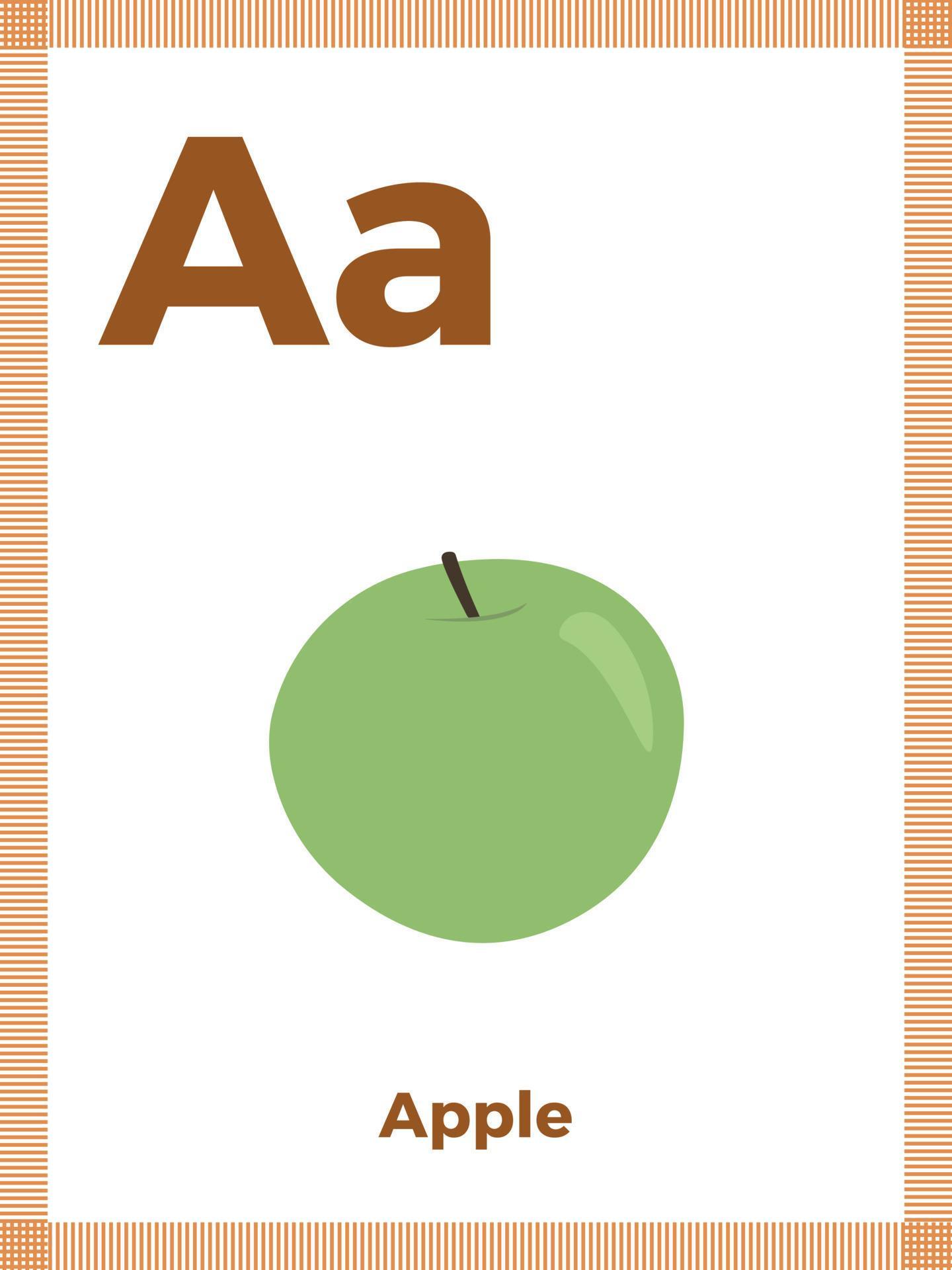 Alphabet card with letter A for children. Learning English vocabulary ...