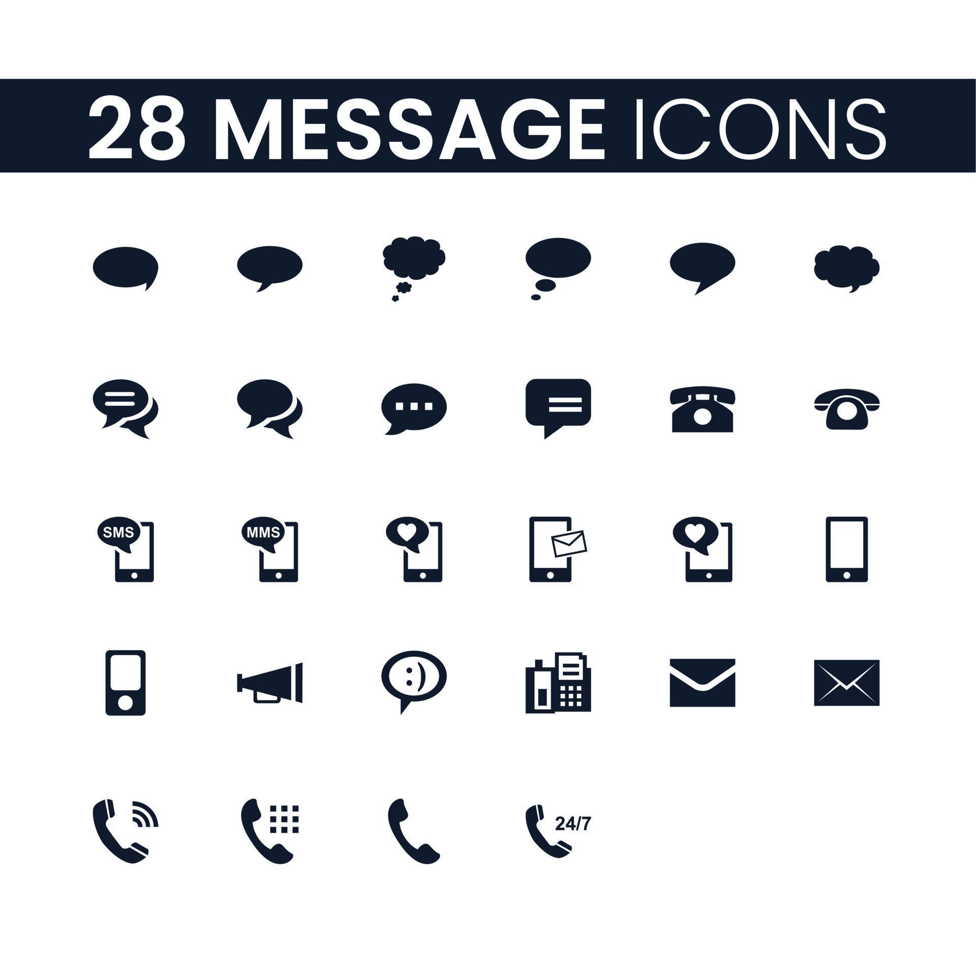 28 Message Icons. Message Icons Pack. Message Collection of Icons ...