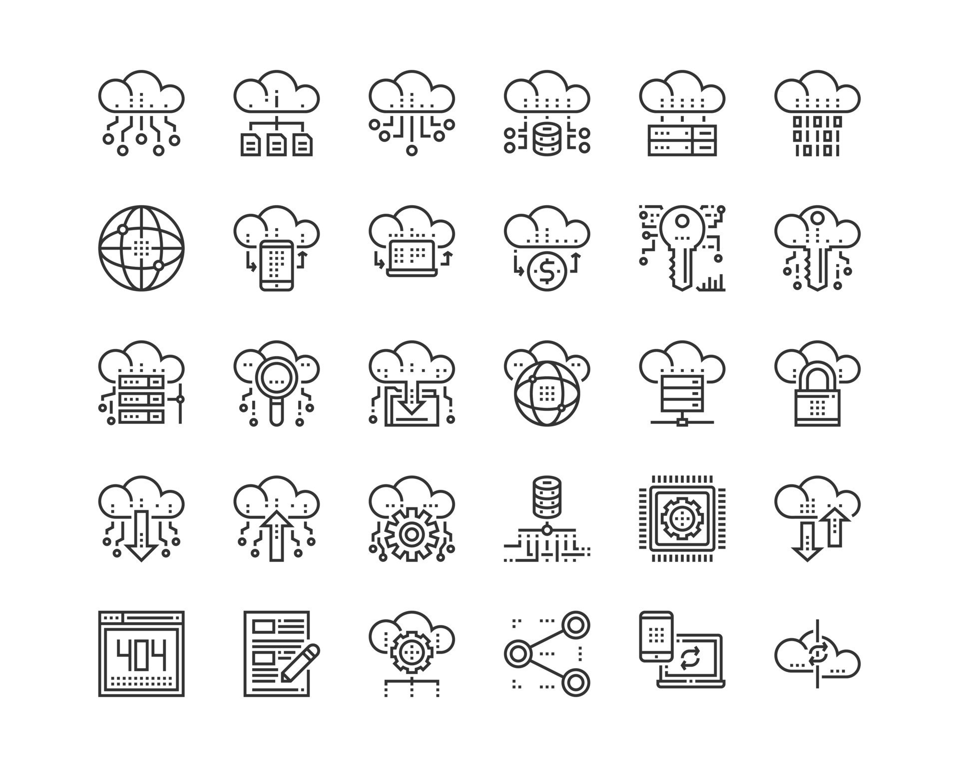 Cloud Data Technology Services Icons Vector , Network, Database ...
