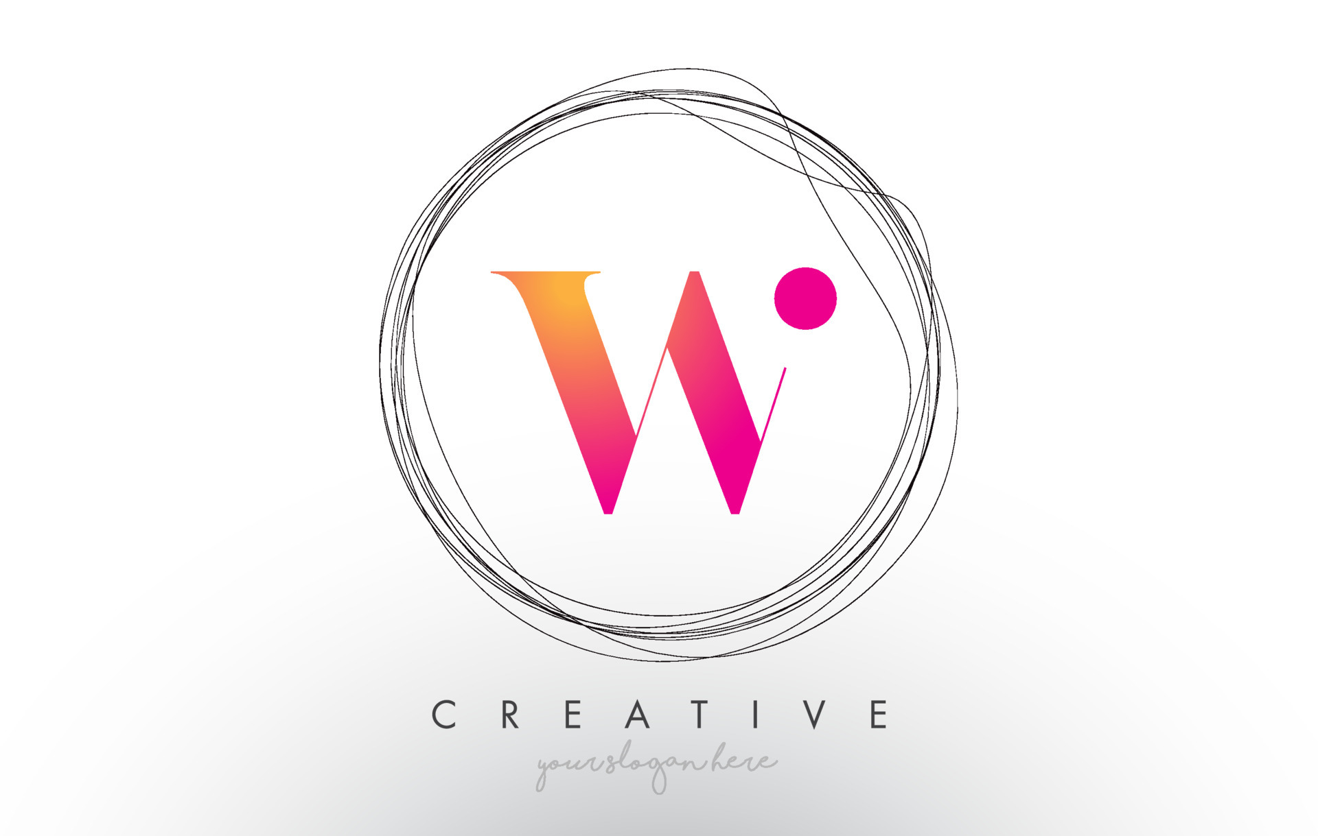 Artistic W Letter Logo Design With Creative Circular Wire Frame around ...