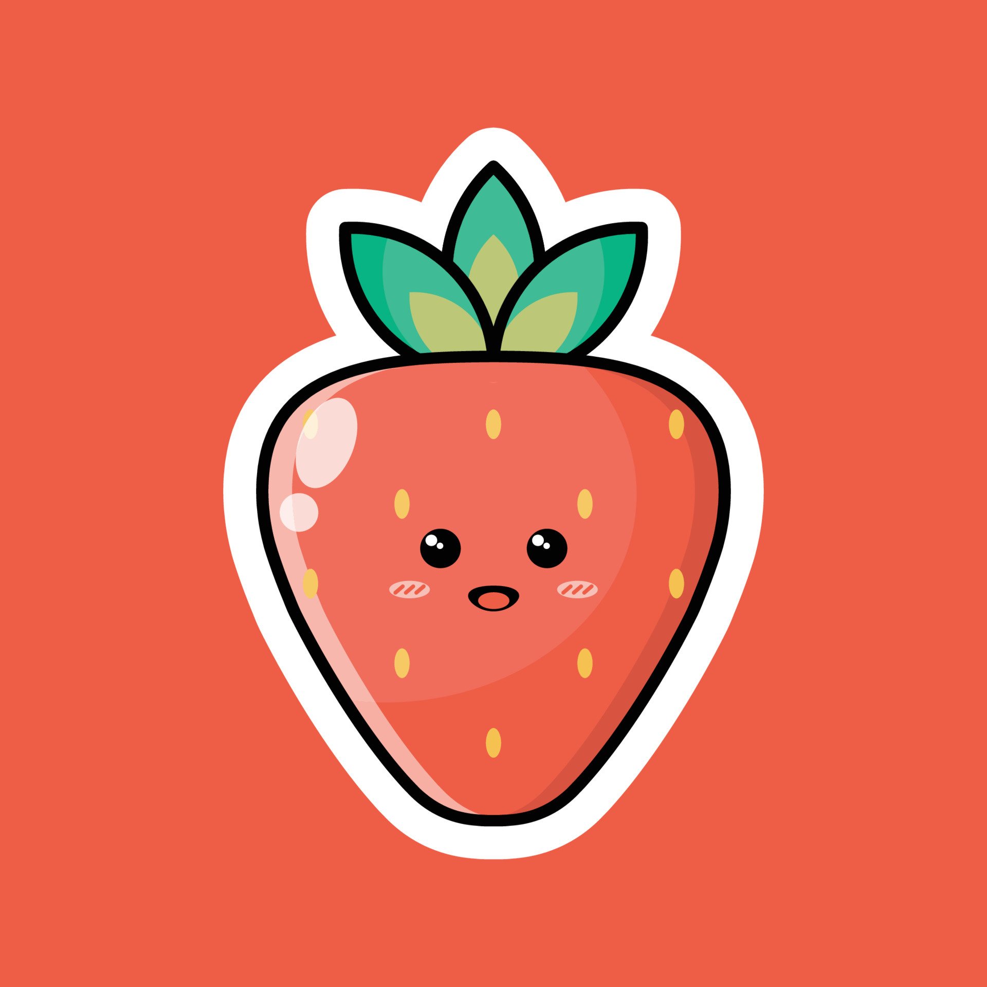 Cute fruit cartoon character with happy smiling expression. Flat vector ...