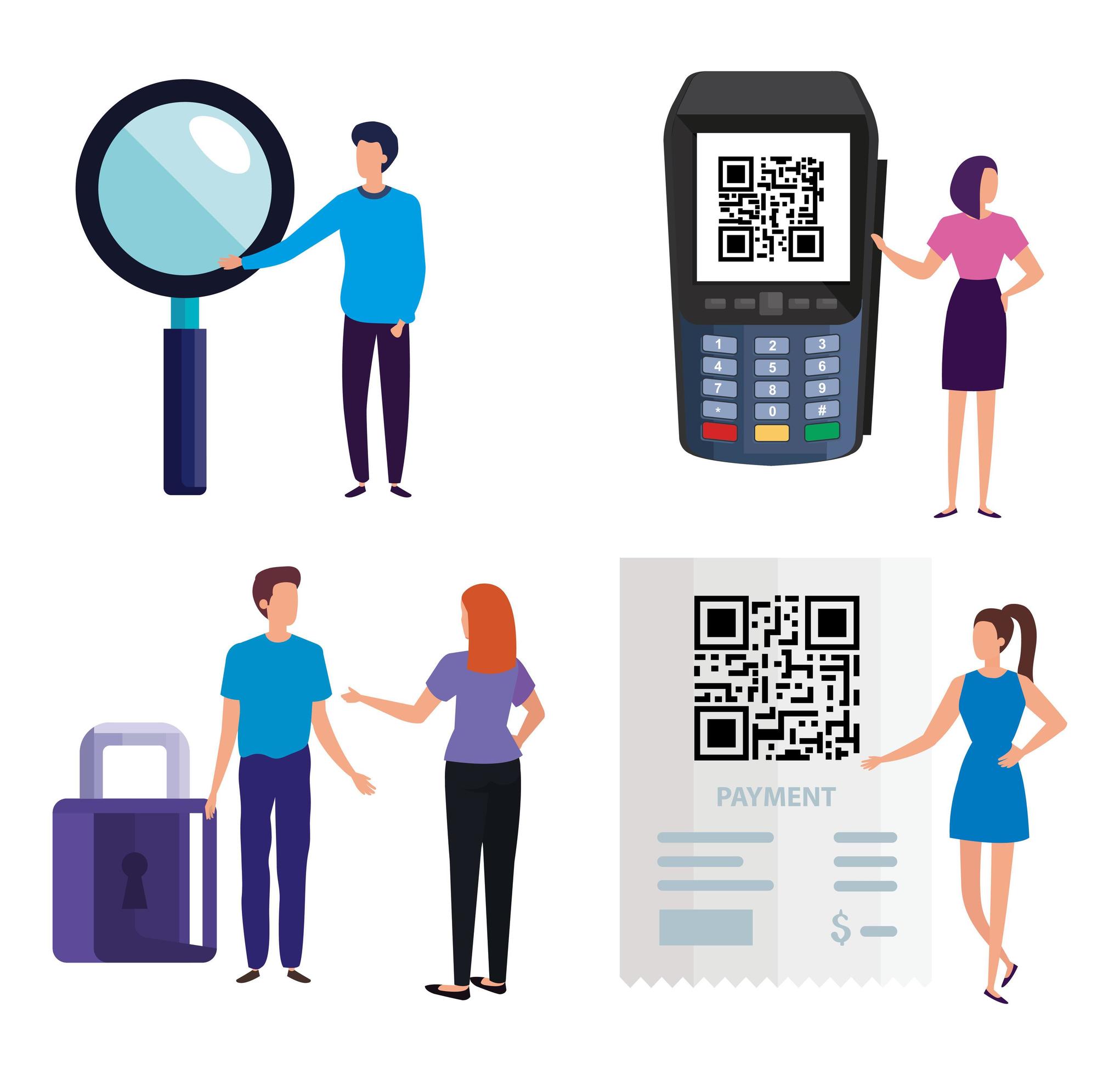 set designs of scan code qr and icons 4833574 Vector Art at Vecteezy