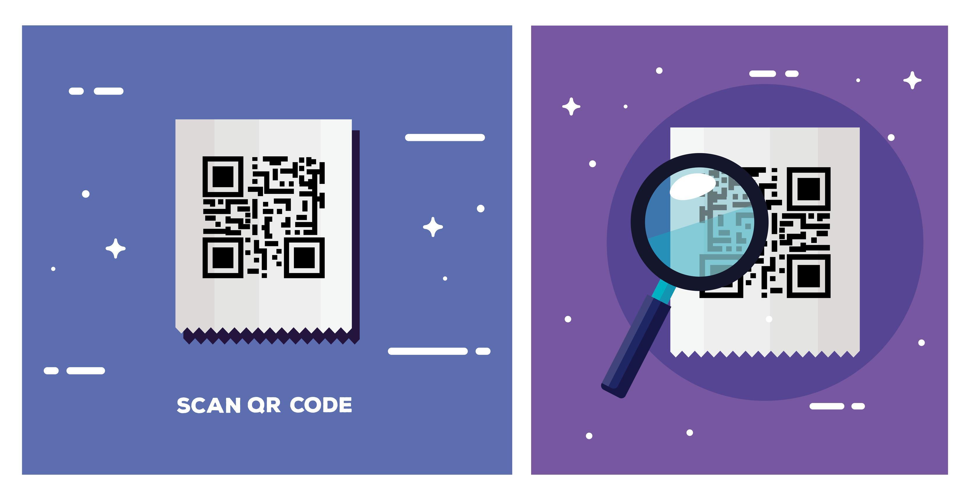 set poster of scan code qr and icons 4833819 Vector Art at Vecteezy