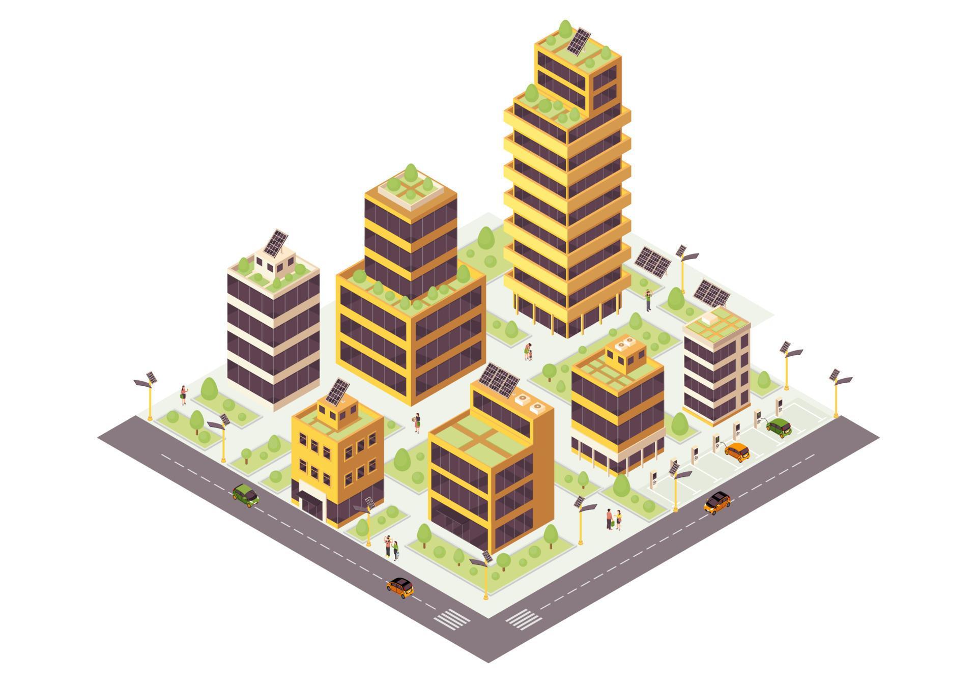 Eco city isometric color vector illustration 4834678 Vector Art at Vecteezy