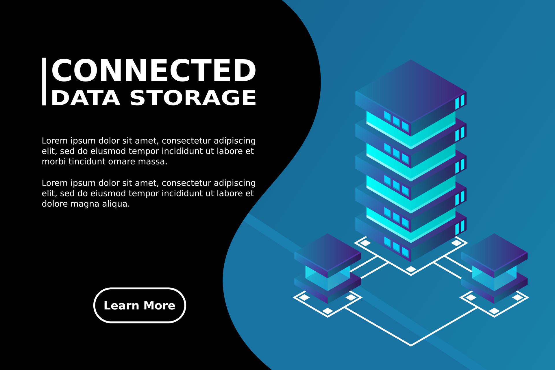 Transfer of user data to the server. Data flow. Data storage. Server. Digital space. Data center ...