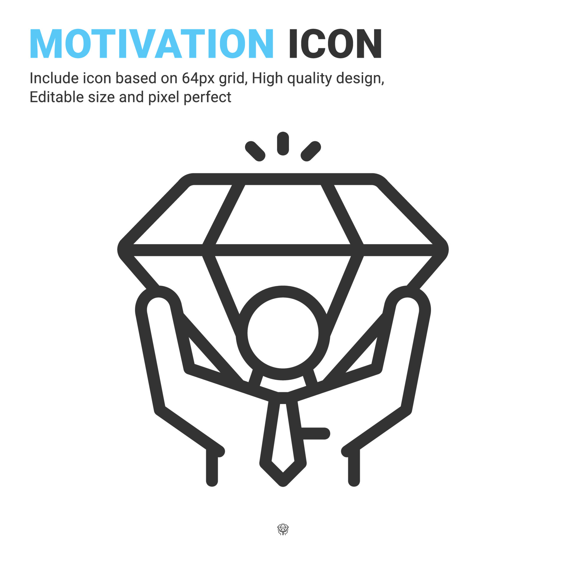Self Motivation Idea Icon Vector With Outline Style Isolated On White Background Vector