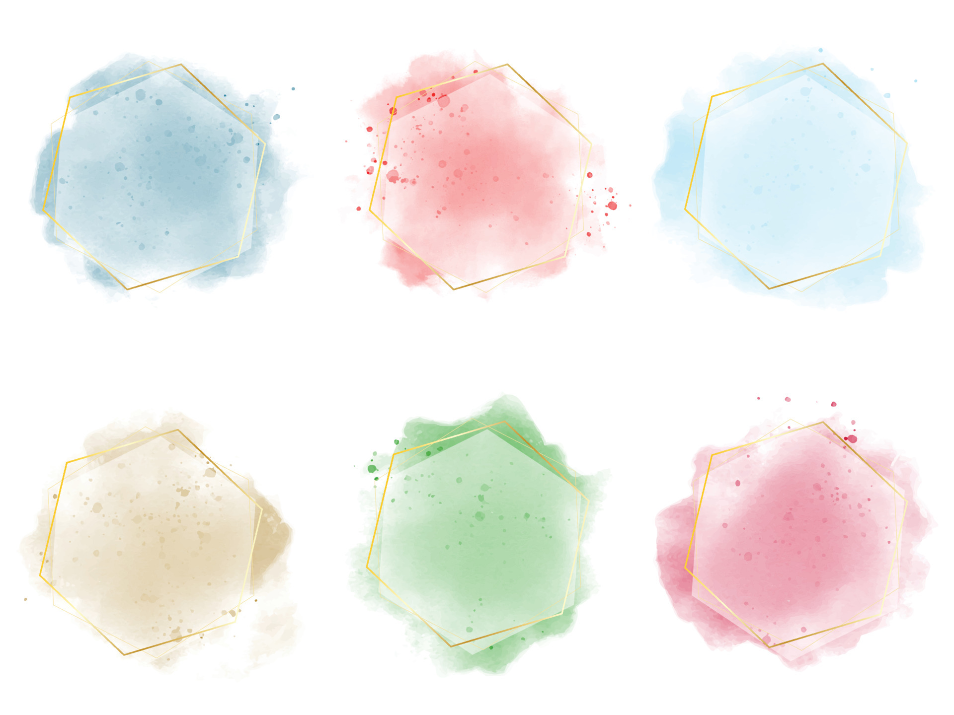 colorful watercolor circle splash with golden frame collection 4837200 ...