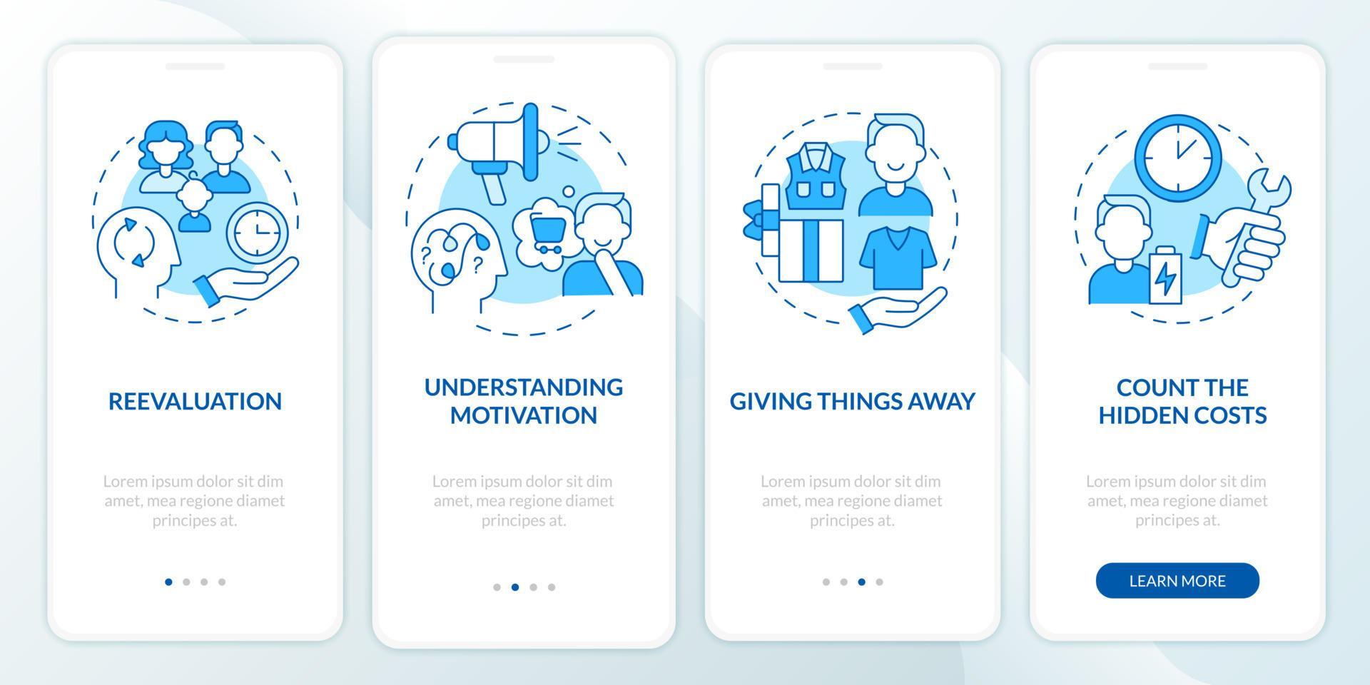 Challenging consumerism blue onboarding mobile app page screen ... Challenging consumerism blue onboarding mobile app page screen ...