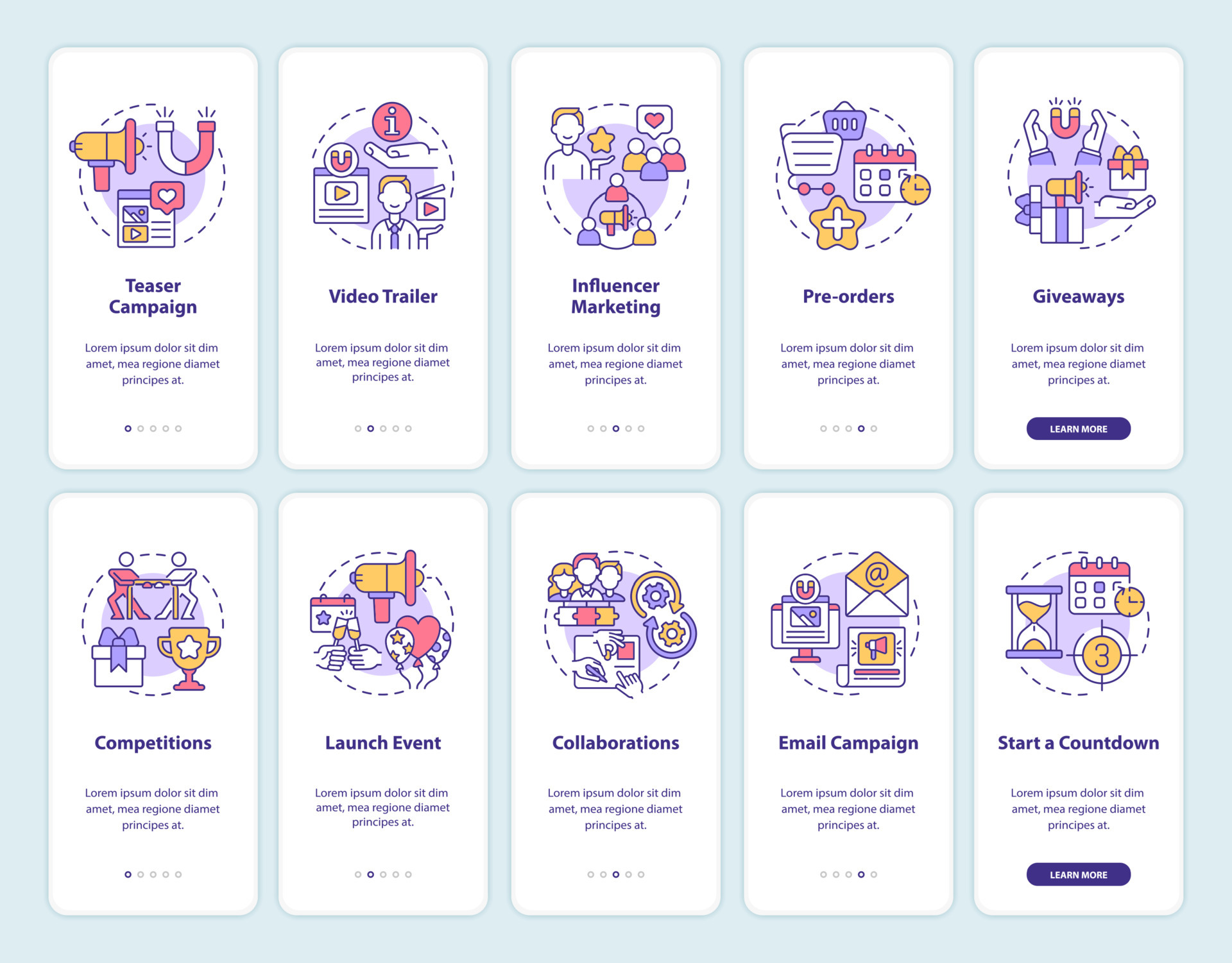 Small Business Launch Tips Onboarding Mobile App Page Screen Set Startup Boost Walkthrough 5