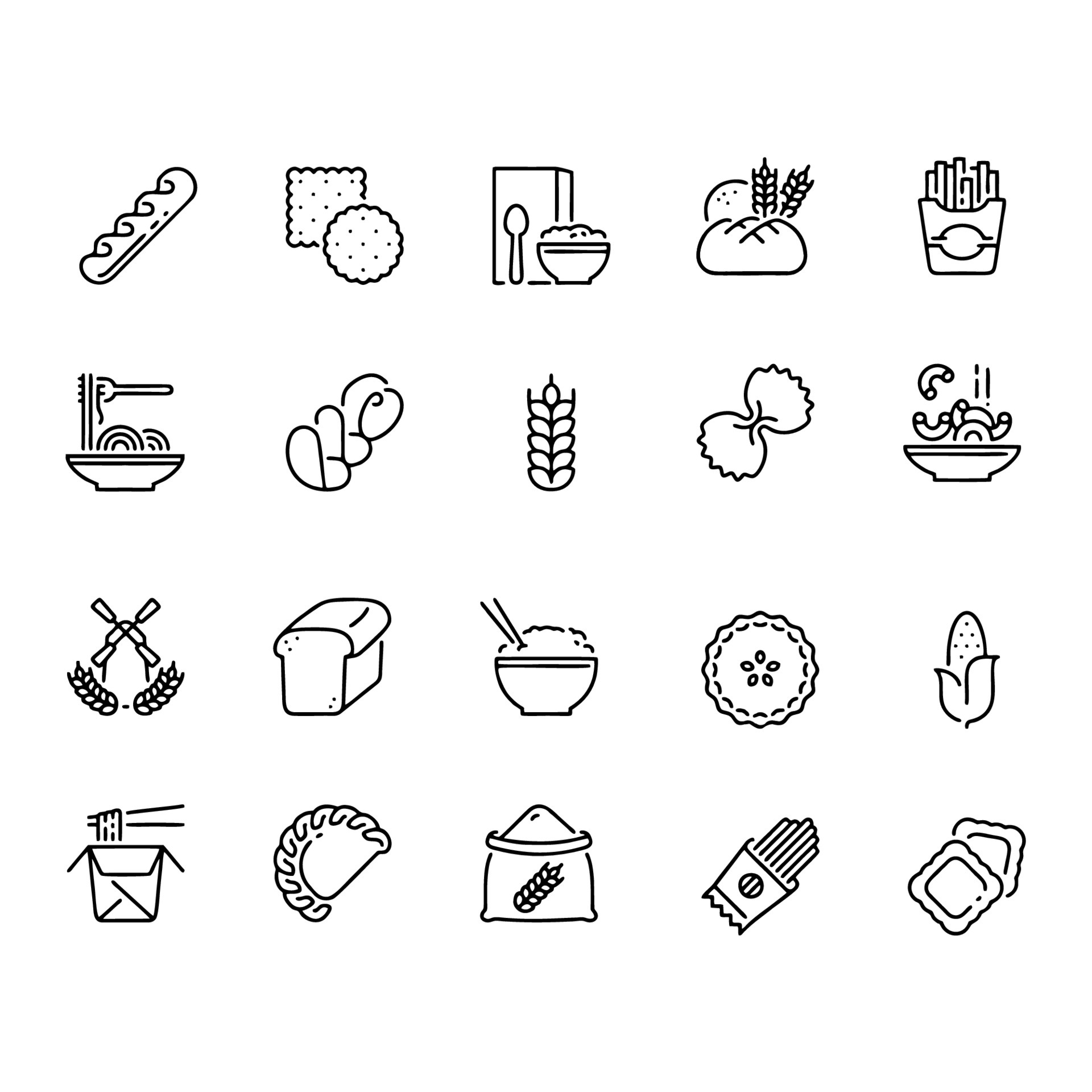 Carbohydrates Icon Set Nutrition Facts Icon Concept Symbols Of Nutrients Are Common In Food