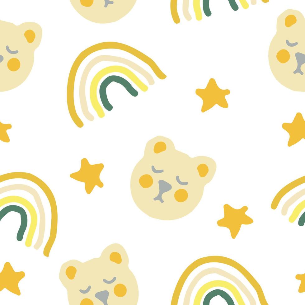 cute bears, stars and rainbow seamless pattern in trending color 2021 ...