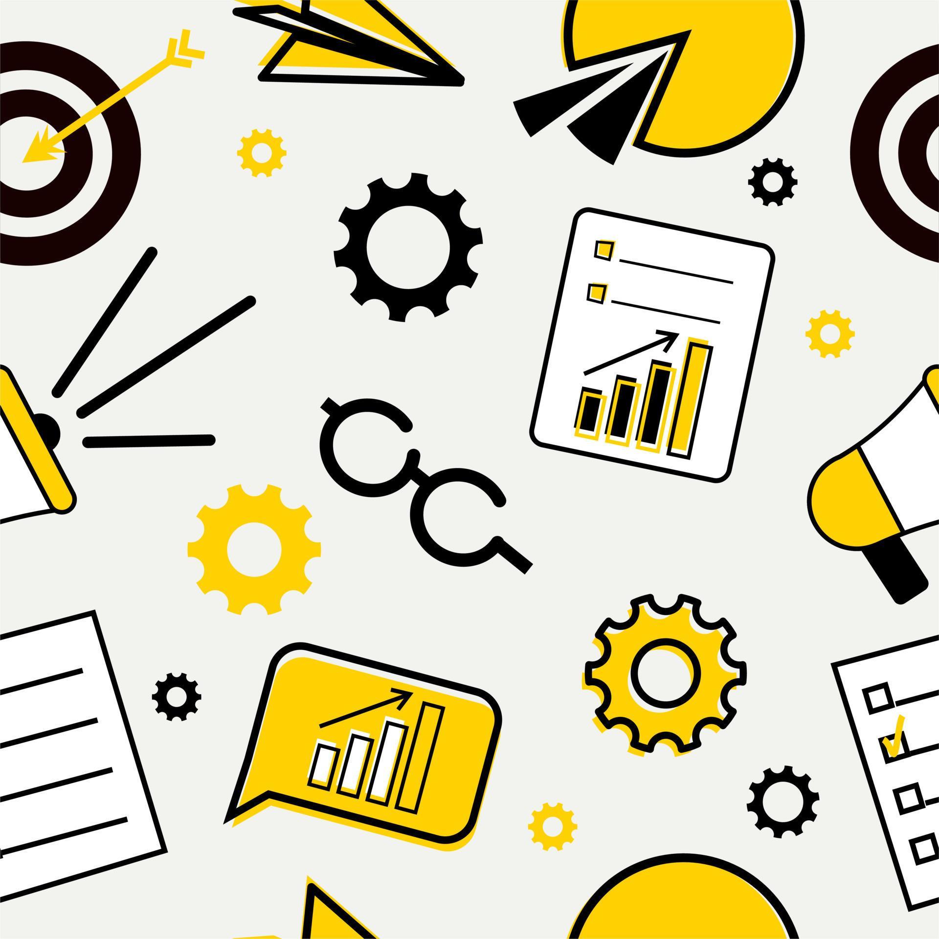 Marketing strategy vector illustration in yellow and black the girl ...