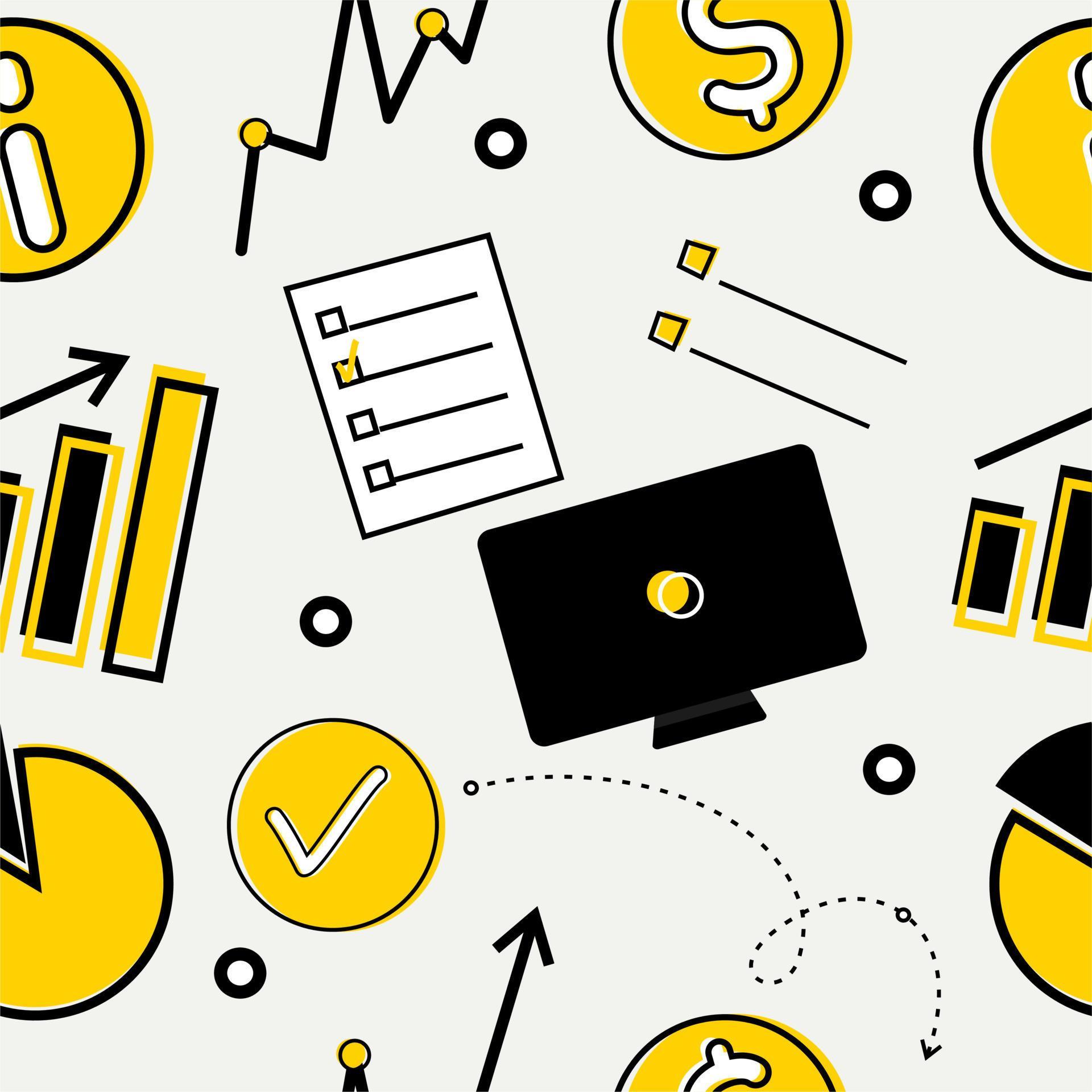 Marketing strategy vector illustration in yellow and black the girl ...