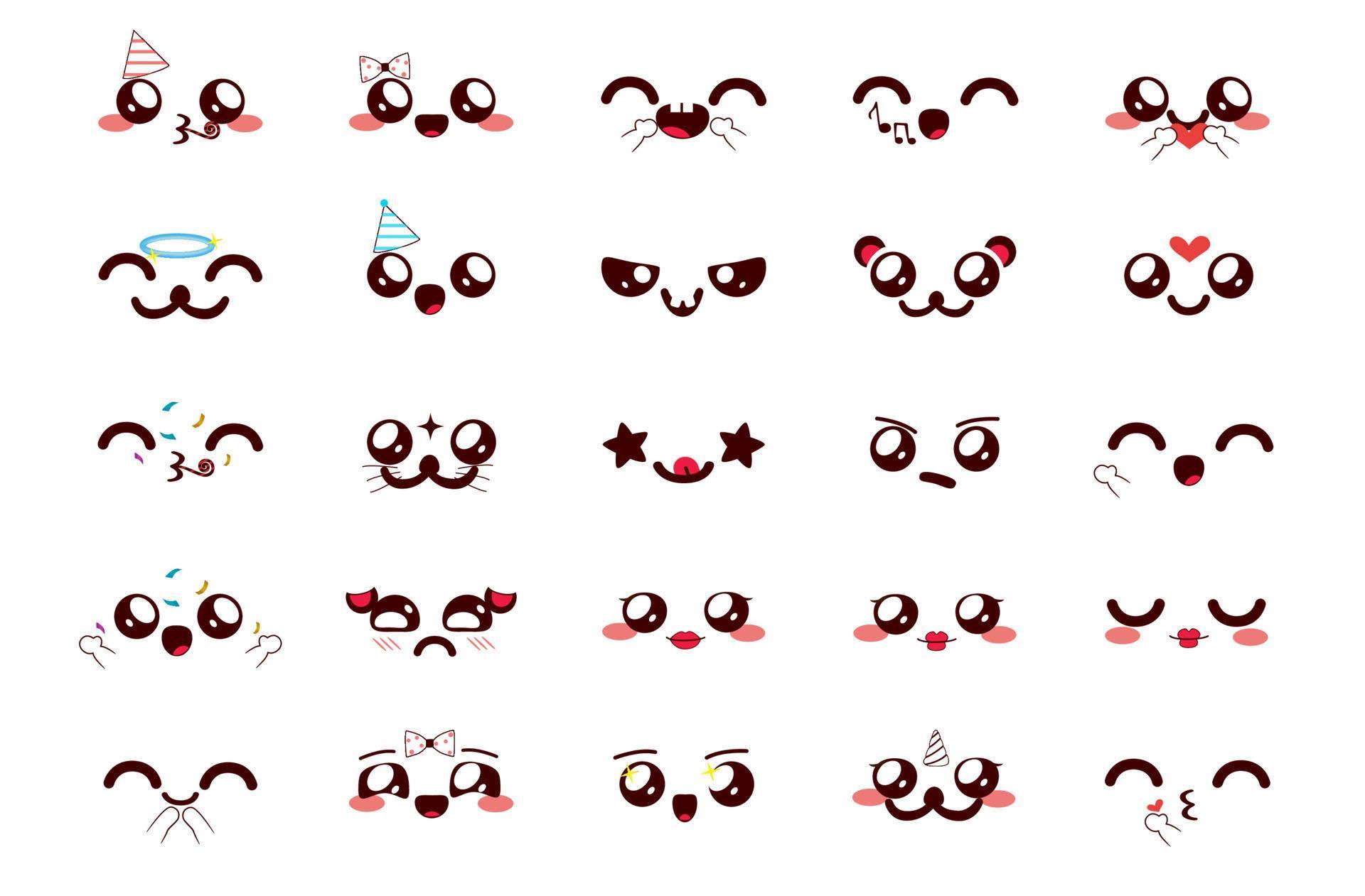 Kawaii Smileys Chibi Vector Set Emoticon Cute Cartoon Emojis The Best Porn Website