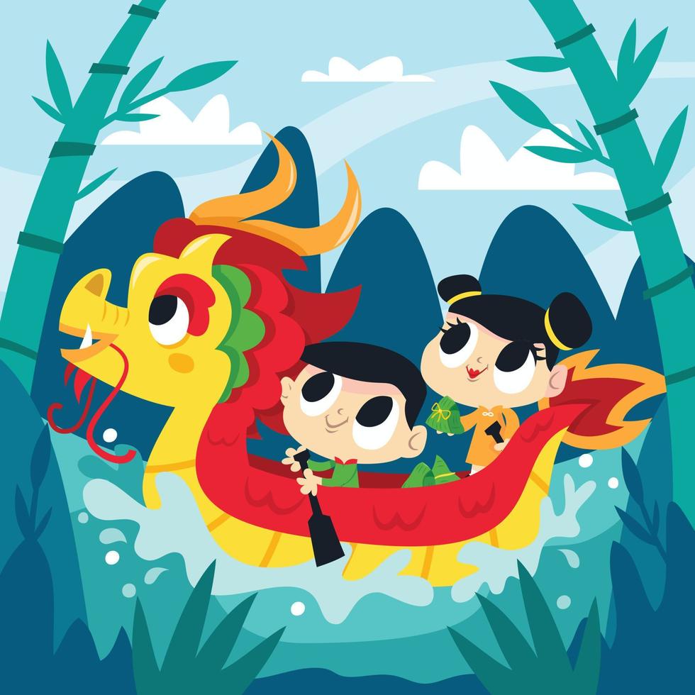 Chinese Dragon Boat Festival Outdoor Scene 4863110 Vector Art at Vecteezy