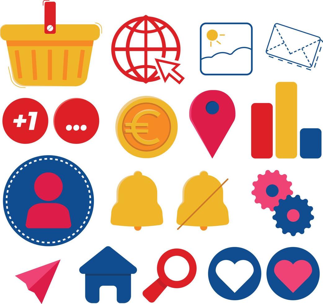 Illustration of vector web flat design composition. Web icon set ...