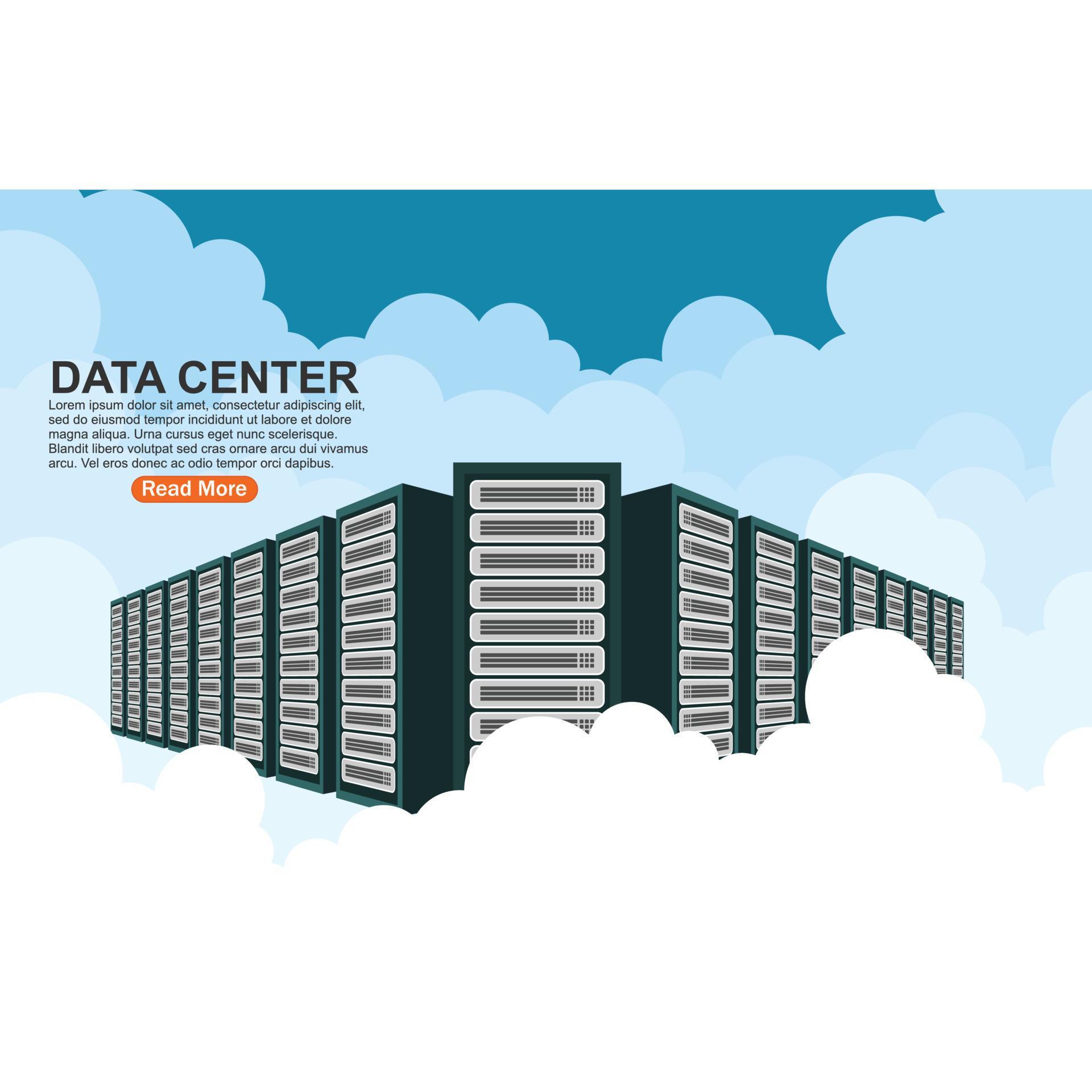 Data Center Cloud Computer Connection Hosting Server Database Synchronize Technology Vector ...