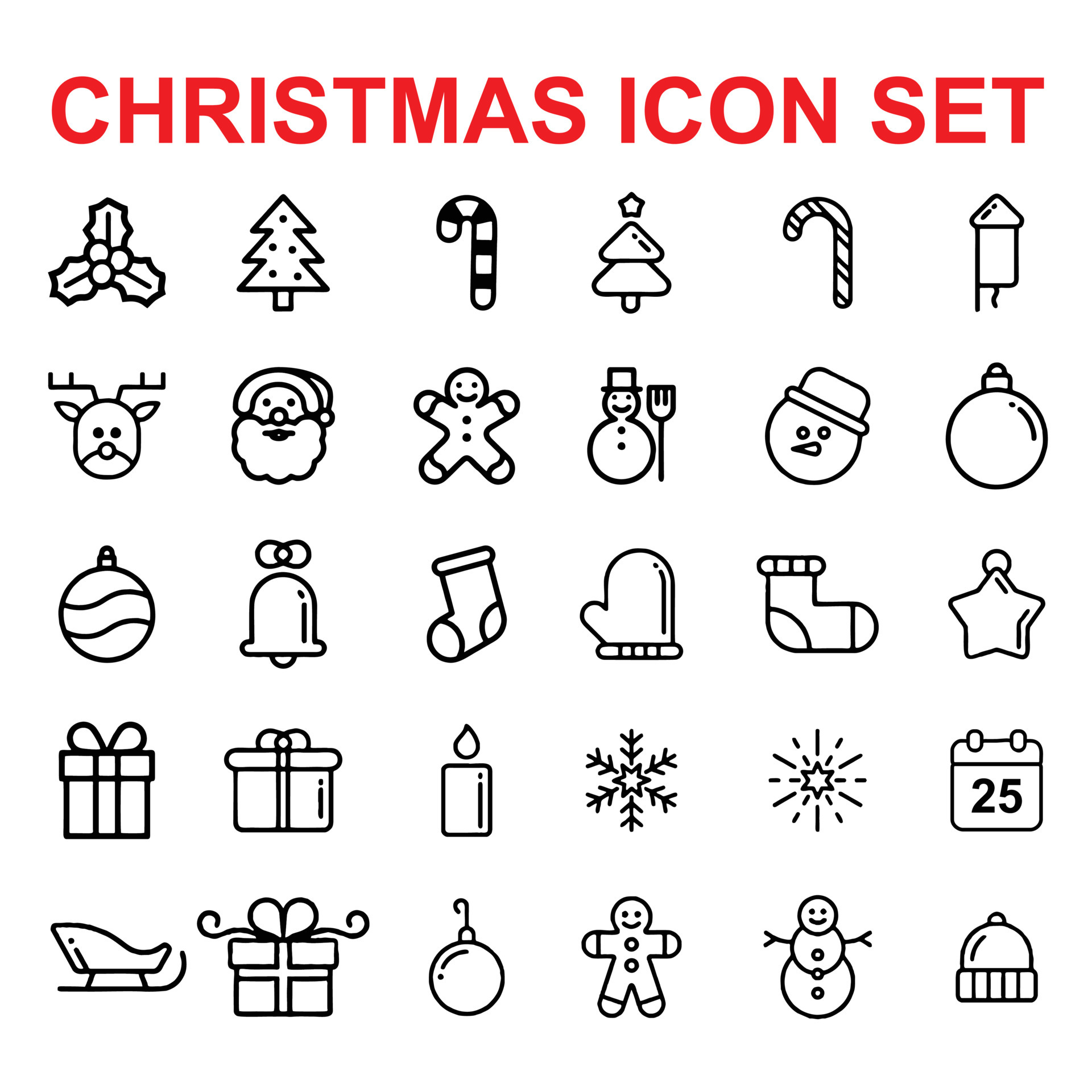 Christmas icons set. Vector illustrations. 4865968 Vector Art at Vecteezy