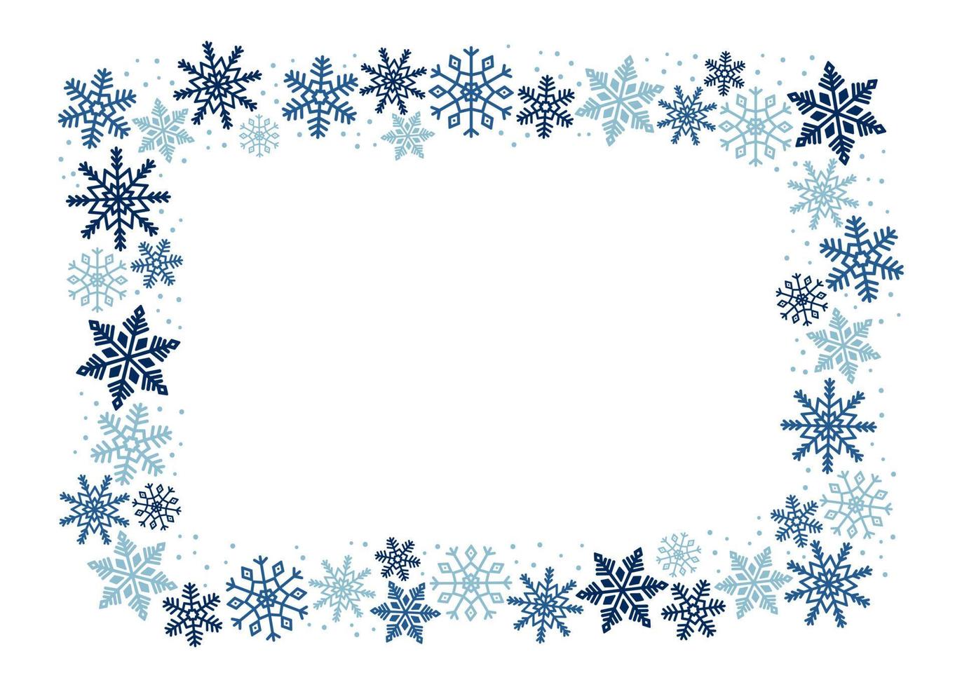 Rectangular frame of blue snowflakes. Template for winter design ...