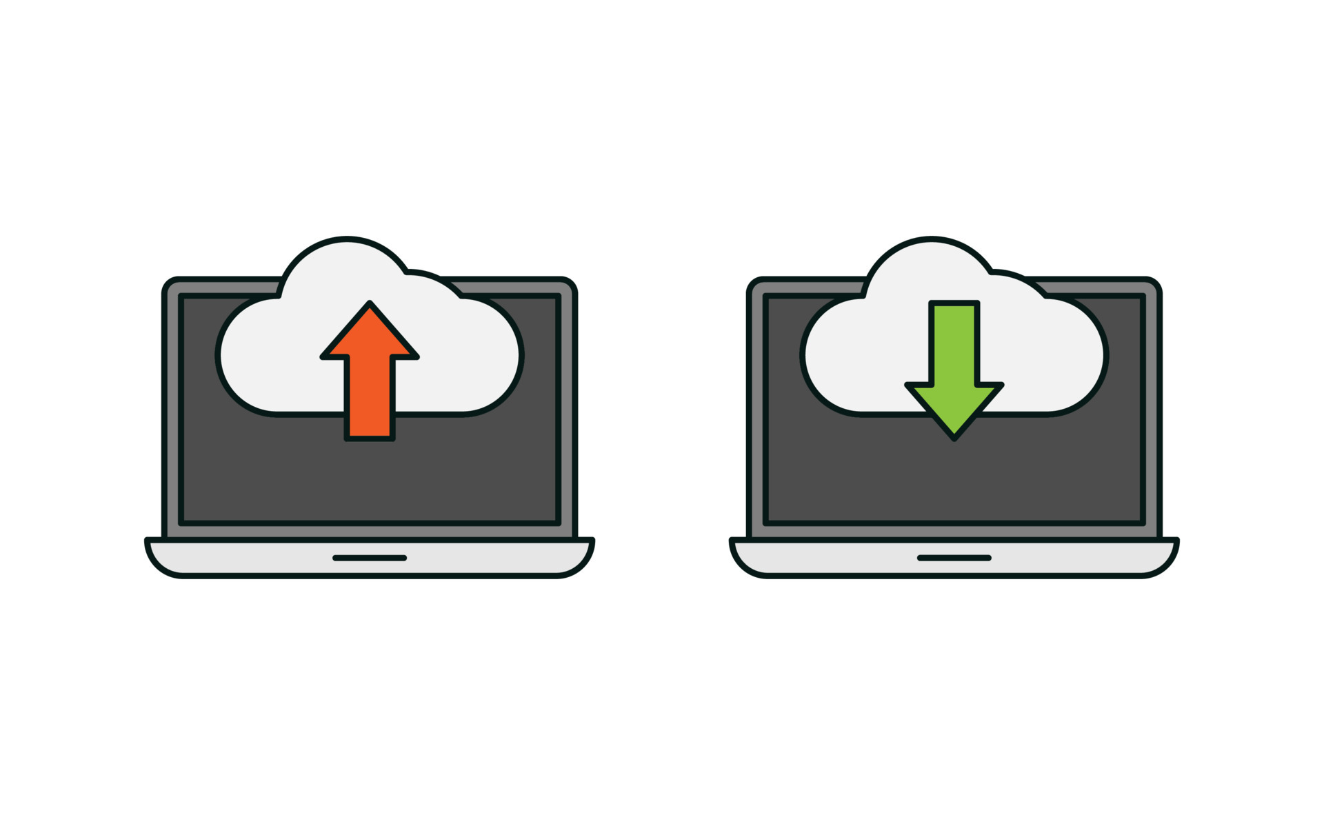 Laptop and upload download icon vector design, laptop and cloud upload ... Laptop and upload download icon vector design, laptop and cloud upload ...