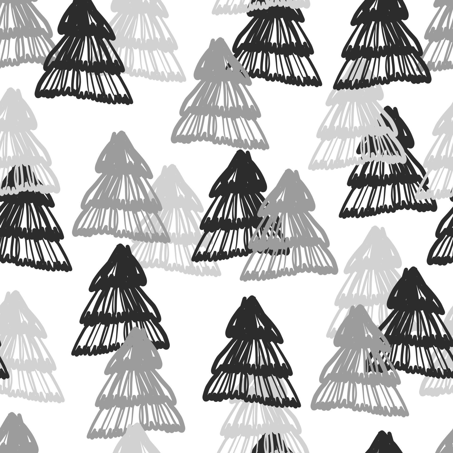 seamless monochrome hand draw pine tree pattern background 4874837 ...