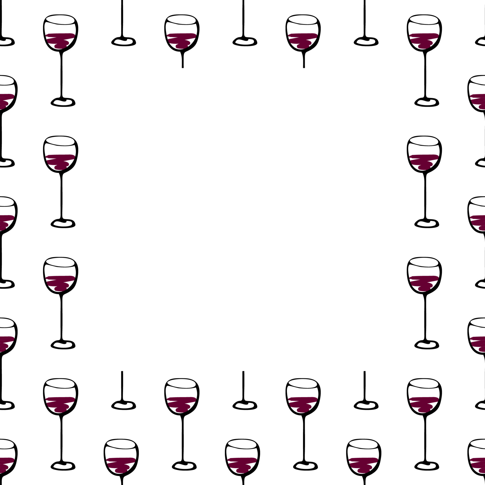 Seamless Doodle Pattern Frame With Wine Glass Vector Sketch Illustration Square Border 4877162