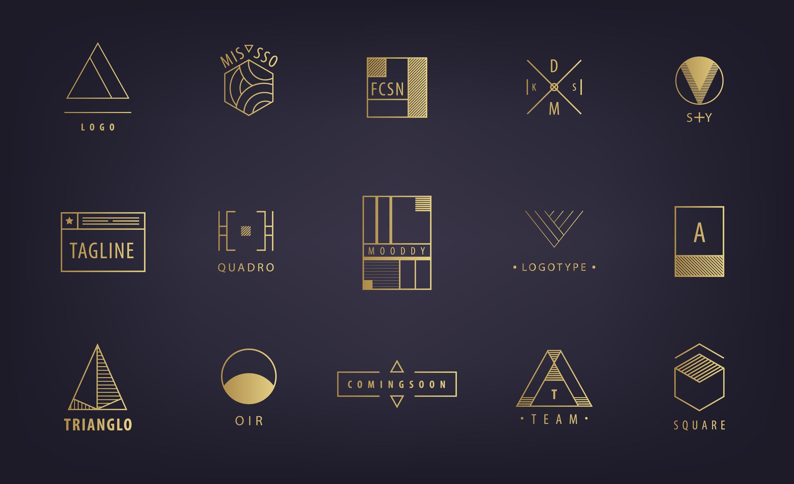 Vector set of abstract geometric logos. forms, badges with text space ...