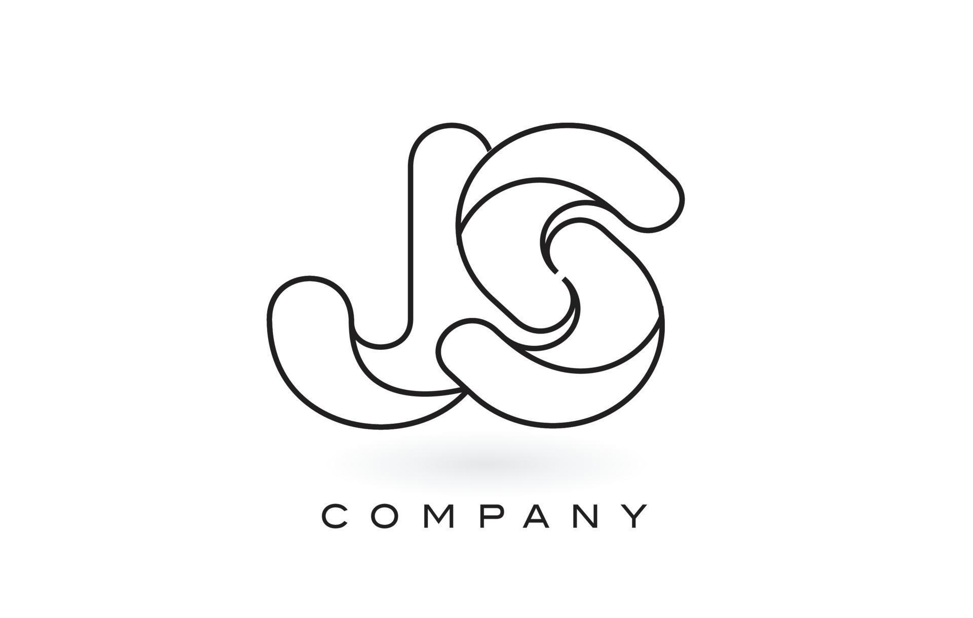 JS Monogram Letter Logo With Thin Black Monogram Outline Contour ...