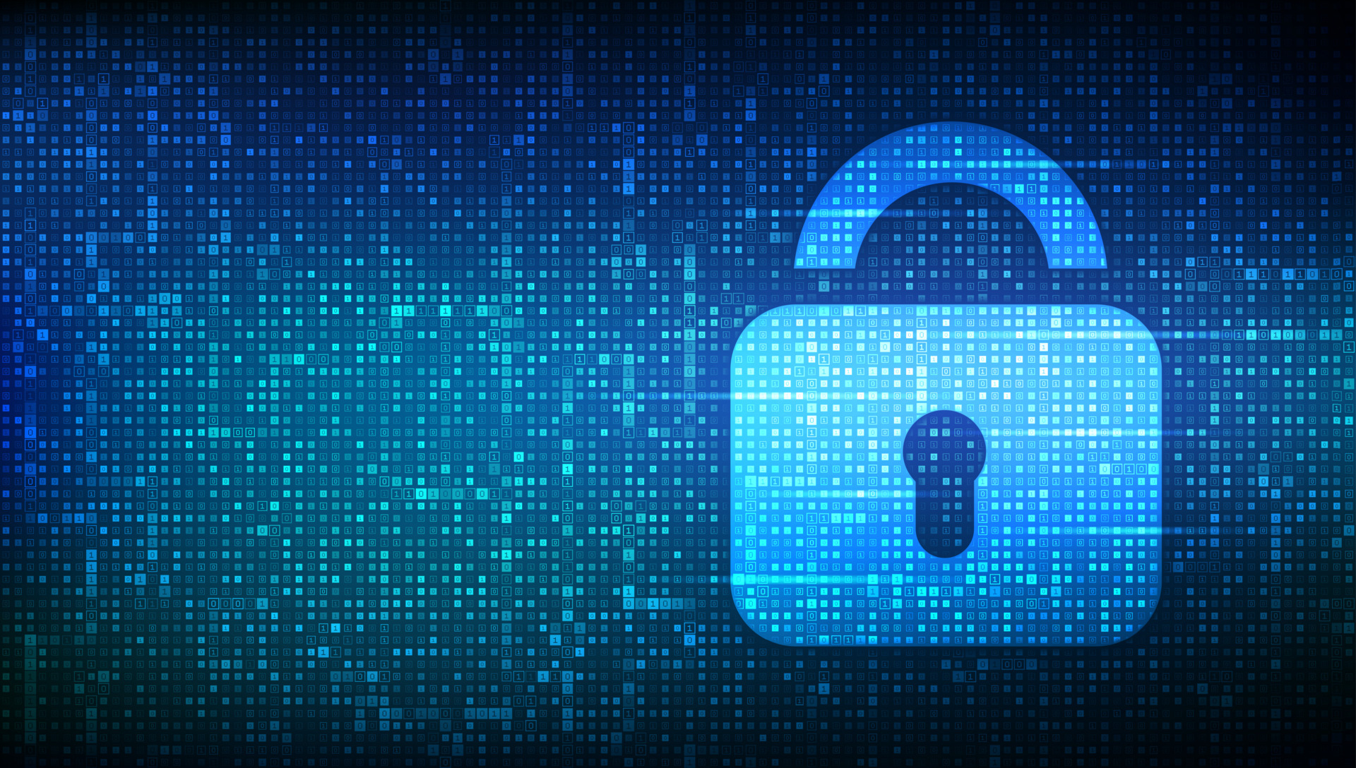 Lock. Cyber security. Padlock With Keyhole icon made with binary code. Protect and Security or ...