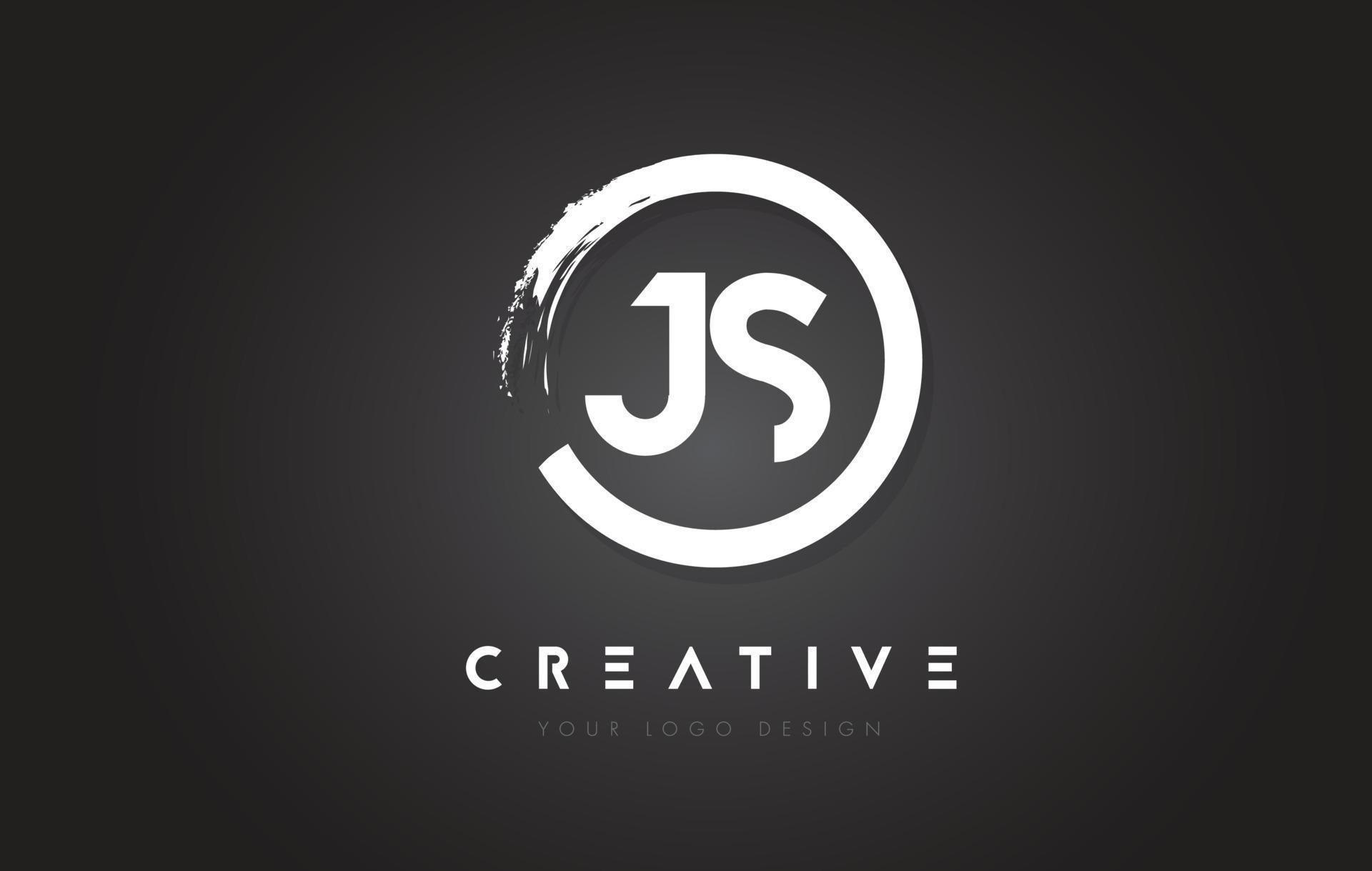 JS Circular Letter Logo with Circle Brush Design and Black Background ...