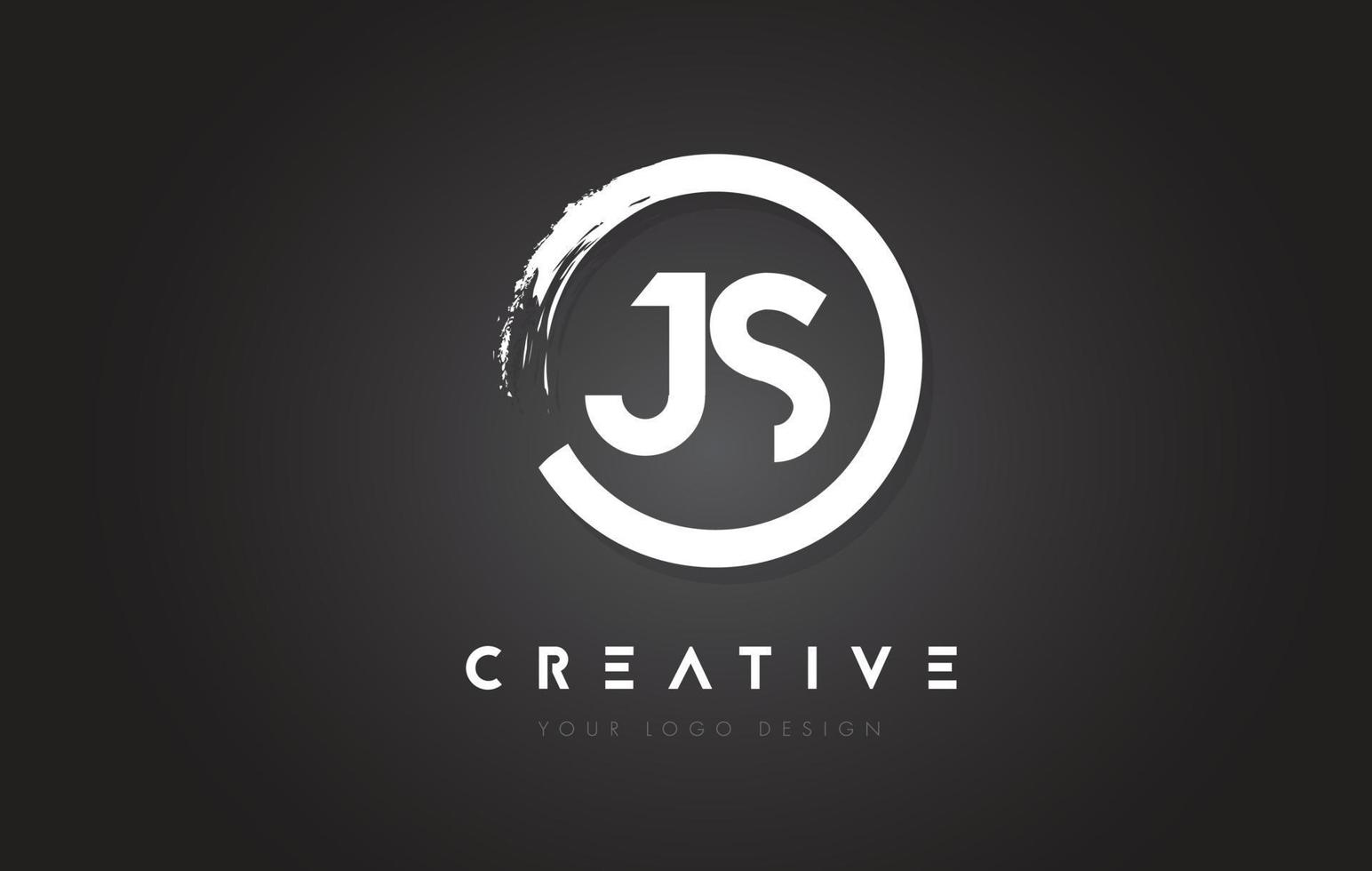 JS Circular Letter Logo with Circle Brush Design and Black Background ...