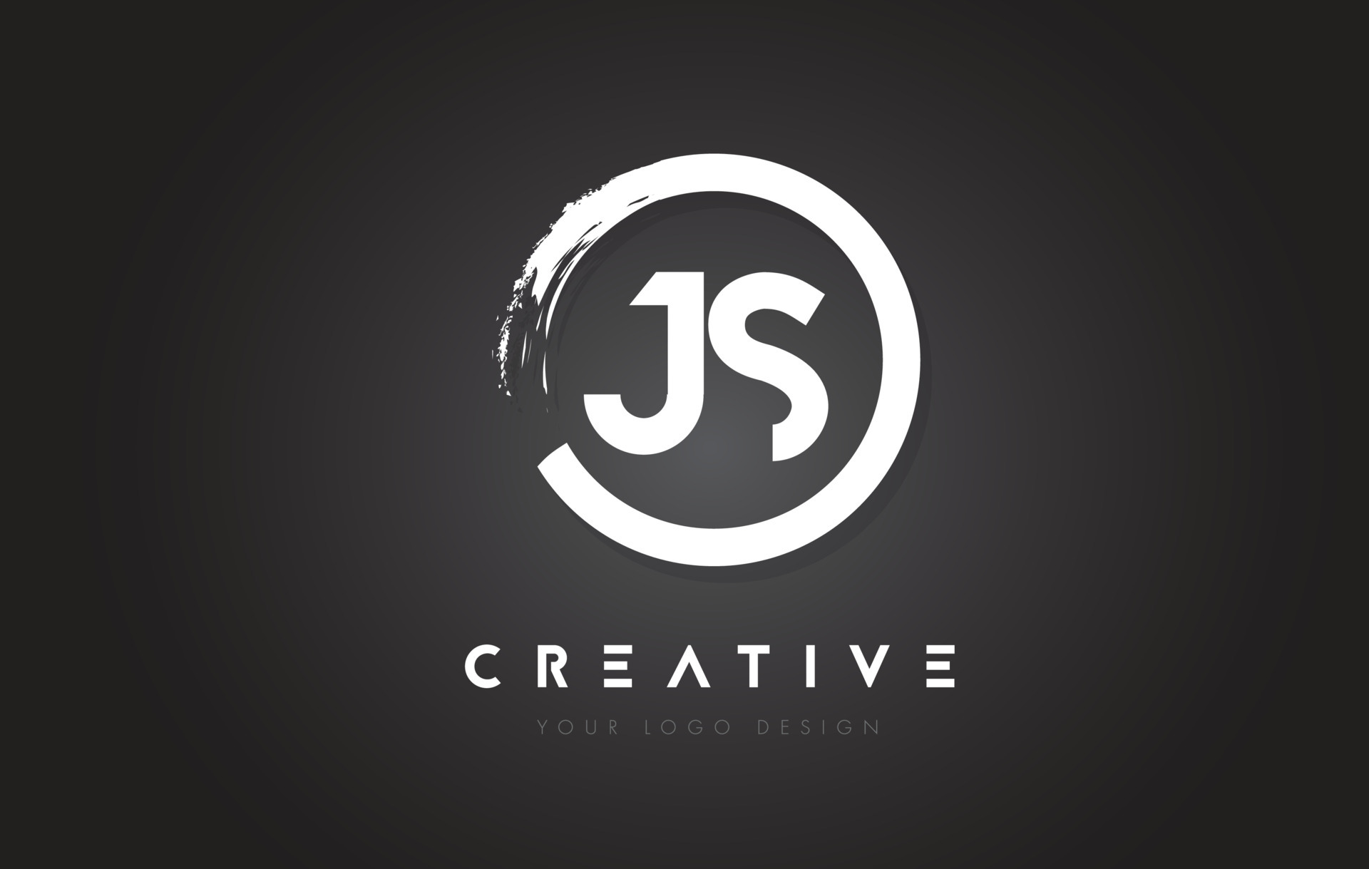 JS Circular Letter Logo with Circle Brush Design and Black Background ...
