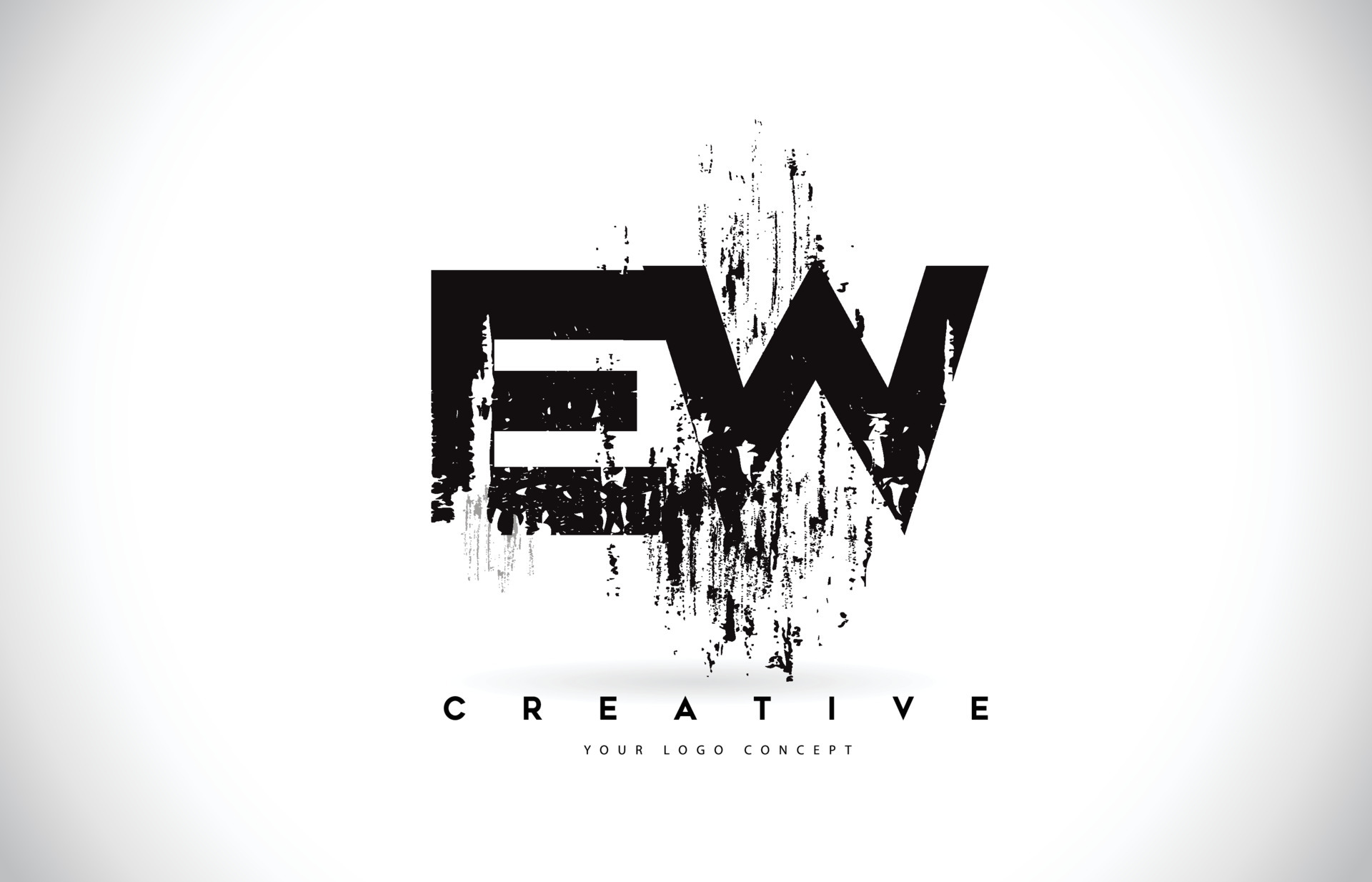 EW E W Grunge Brush Letter Logo Design in Black Colors Vector ...