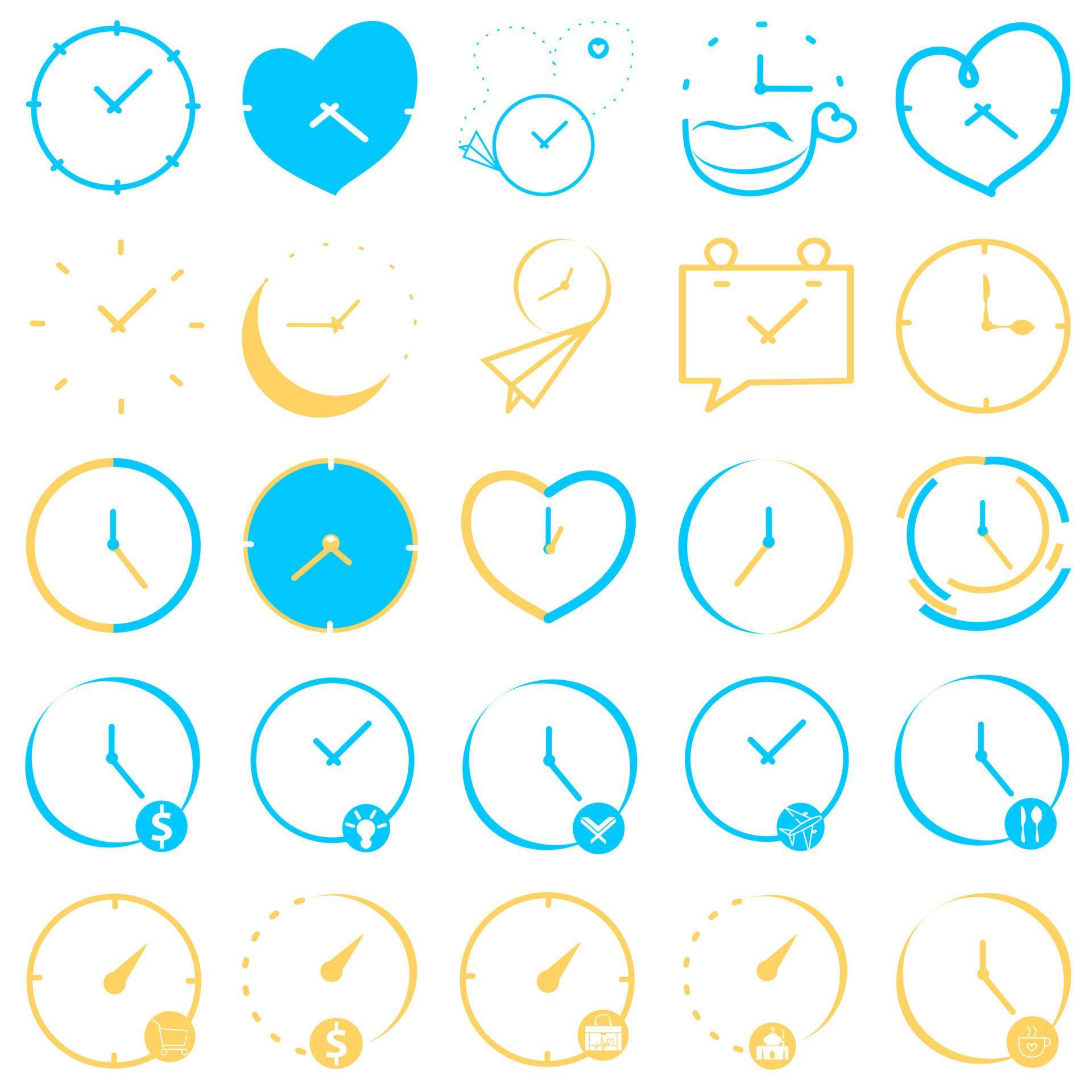 Set of time, clock. Concept of UI design elements. Digital countdown ...