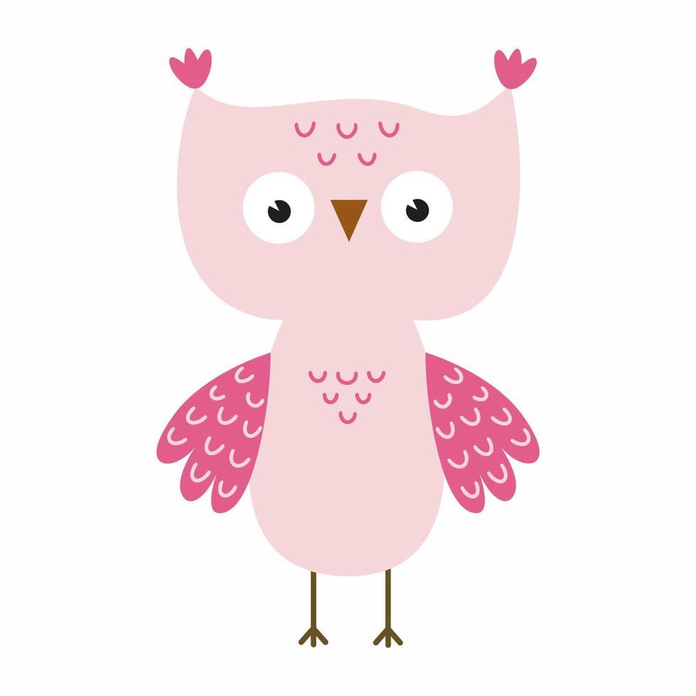 Cute Pink Owl Cartoon