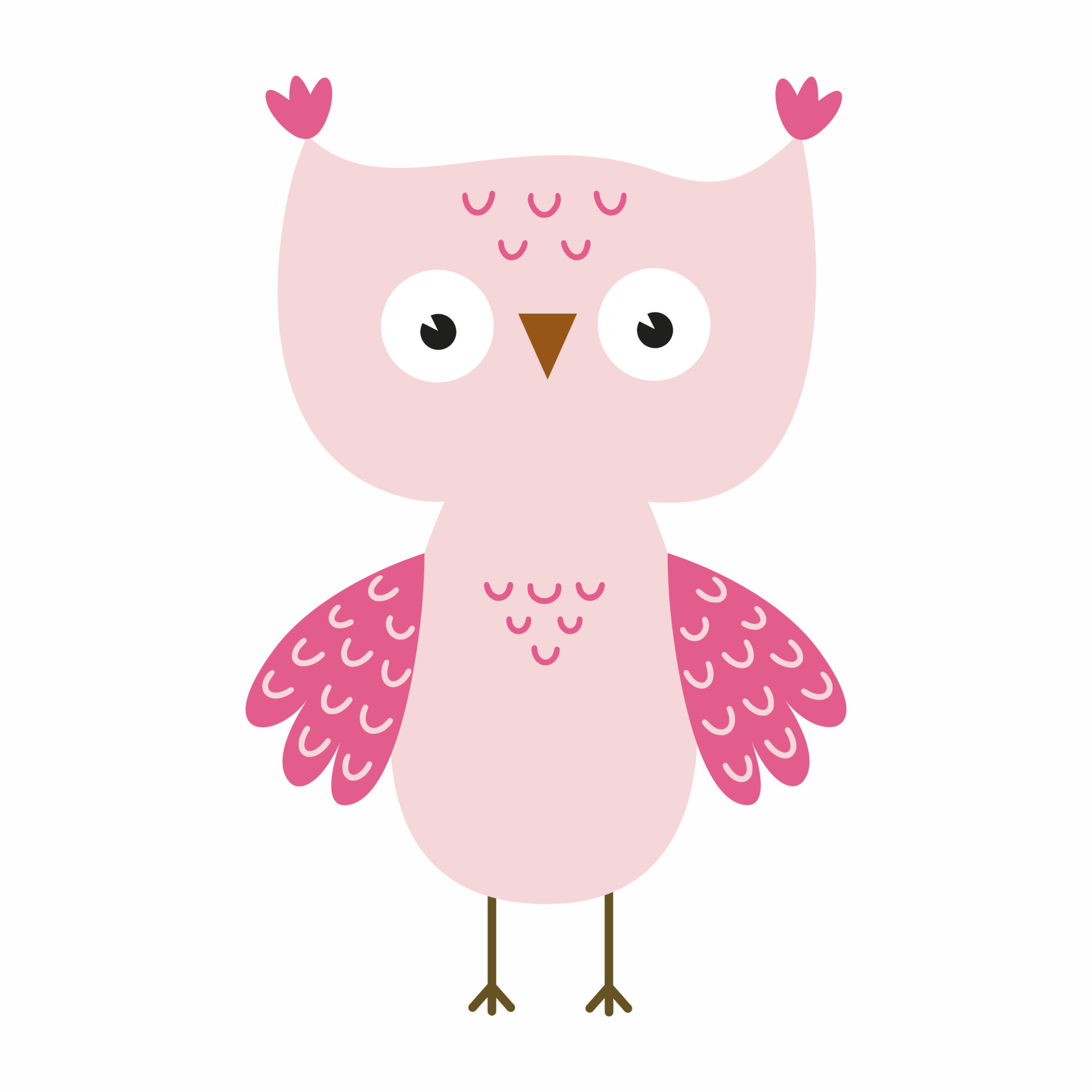 Cute Pink Cartoon Owls