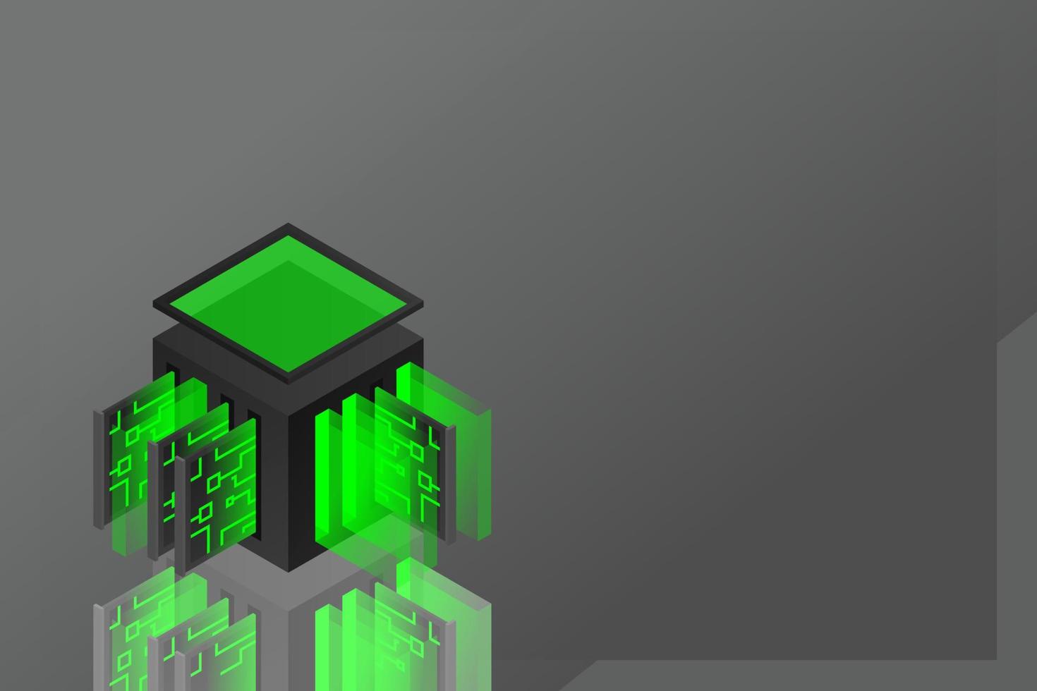 Data Center Isometric Icon Database And Cloud Data Storage Concept Pcb Slot Server Room