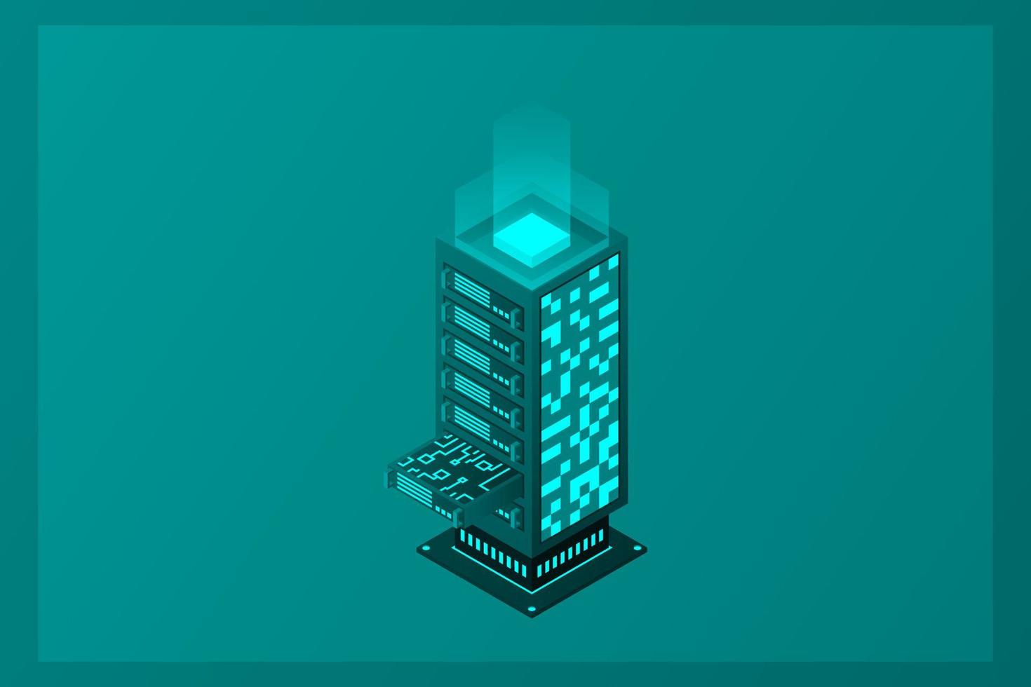 Datacenter Isometric Vector Illustration Abstract 3d Hosting Server Or Data Center Room