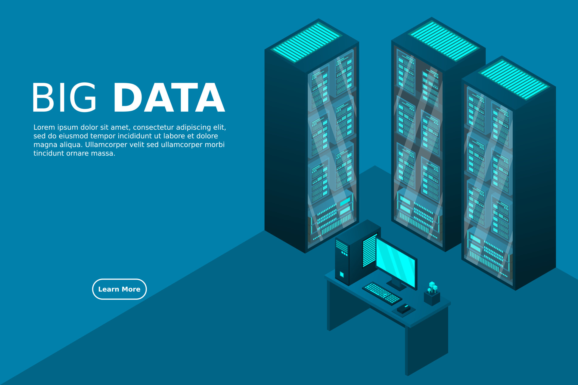 Web hosting and big data processing, server room rack 4902012 Vector Art at Vecteezy