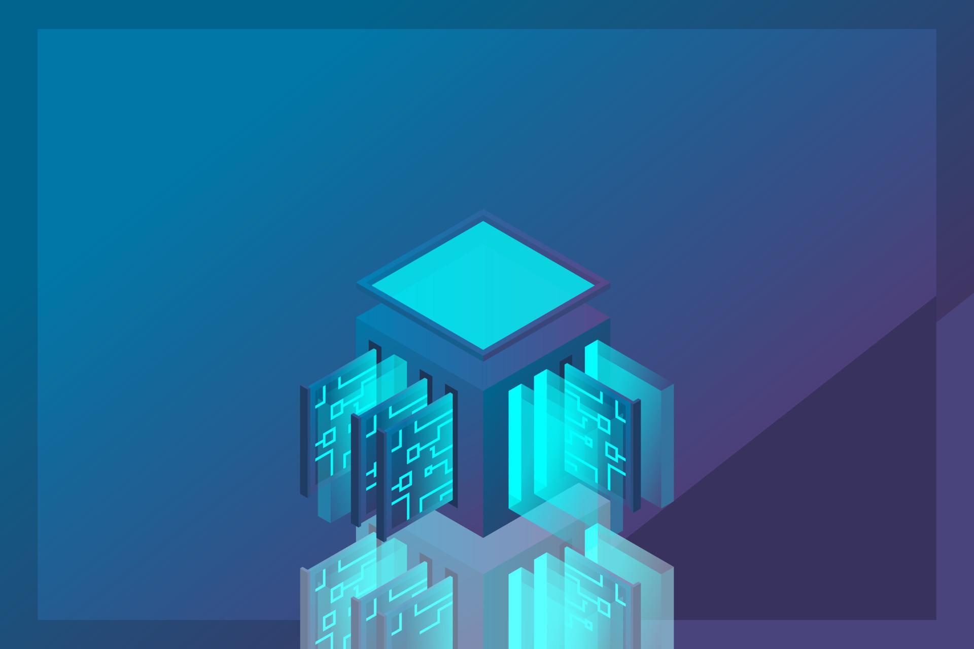 Data center isometric icon, database and cloud data storage concept ...