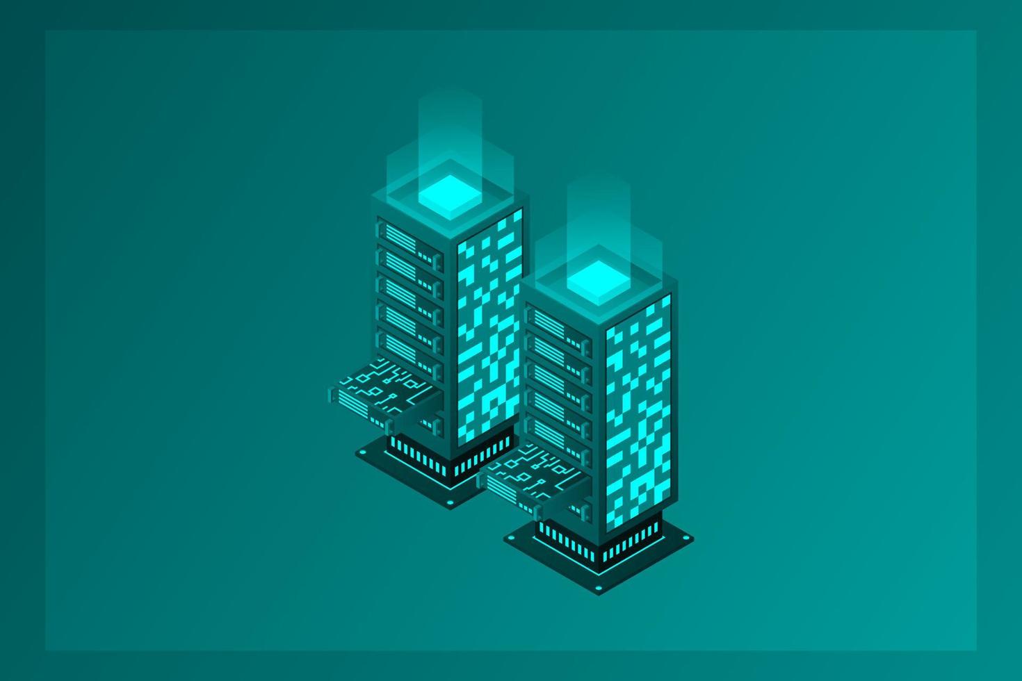 Datacenter Isometric Vector Illustration Abstract 3d Hosting Server Or Data Center Room