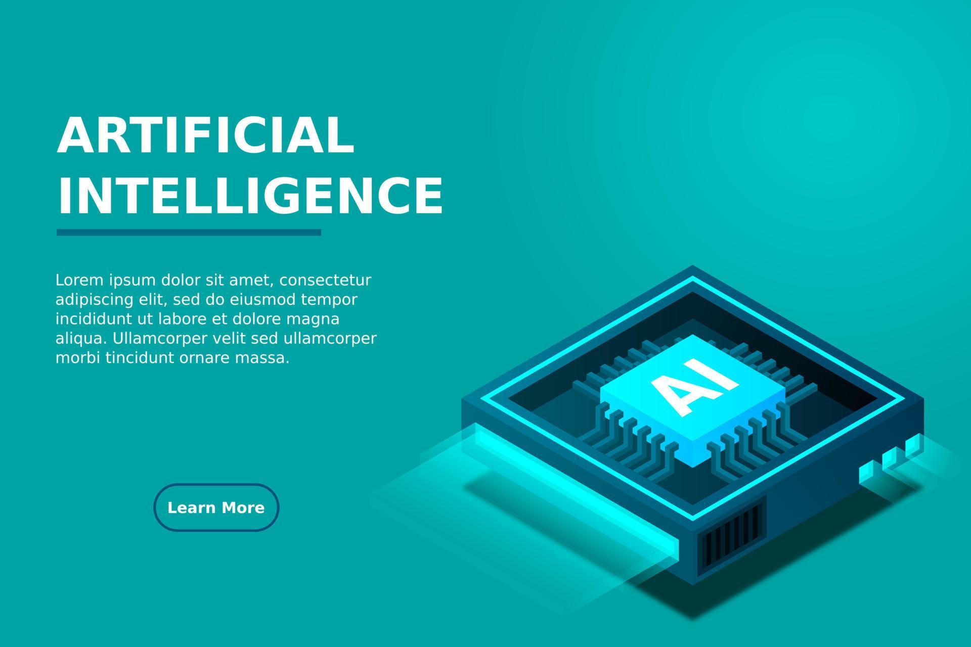 Artificial intelligence, AI web banner, isometric cloud computing ...
