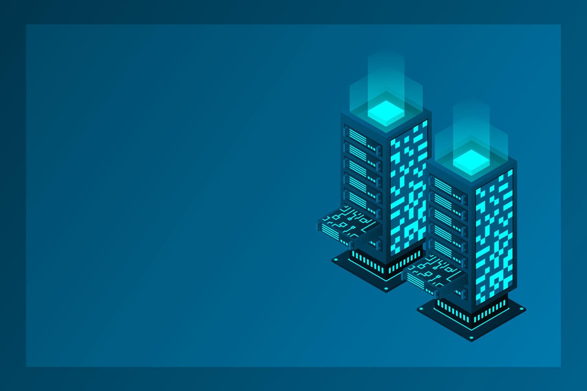 Datacenter Isometric Vector Illustration Abstract 3d Hosting Server Or