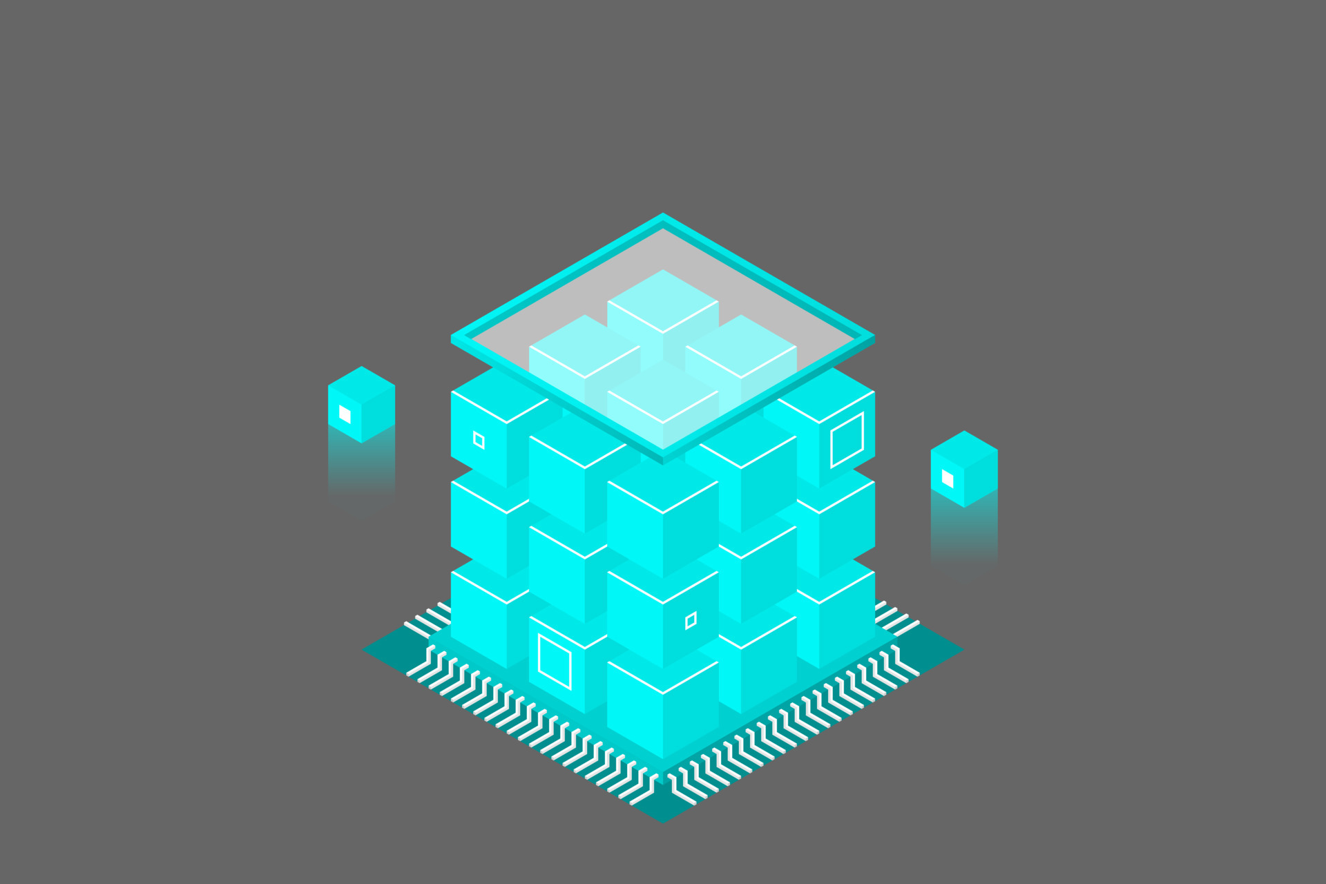 Isometric Digital Technology Web Banner. BIG DATA Machine Learning ...