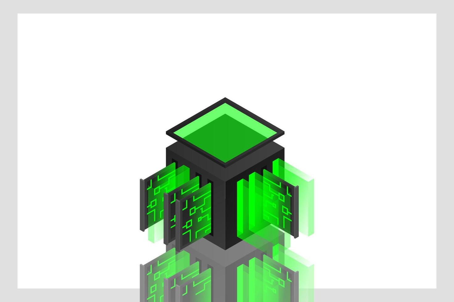 Data Center Isometric Icon Database And Cloud Data Storage Concept Pcb Slot Server Room