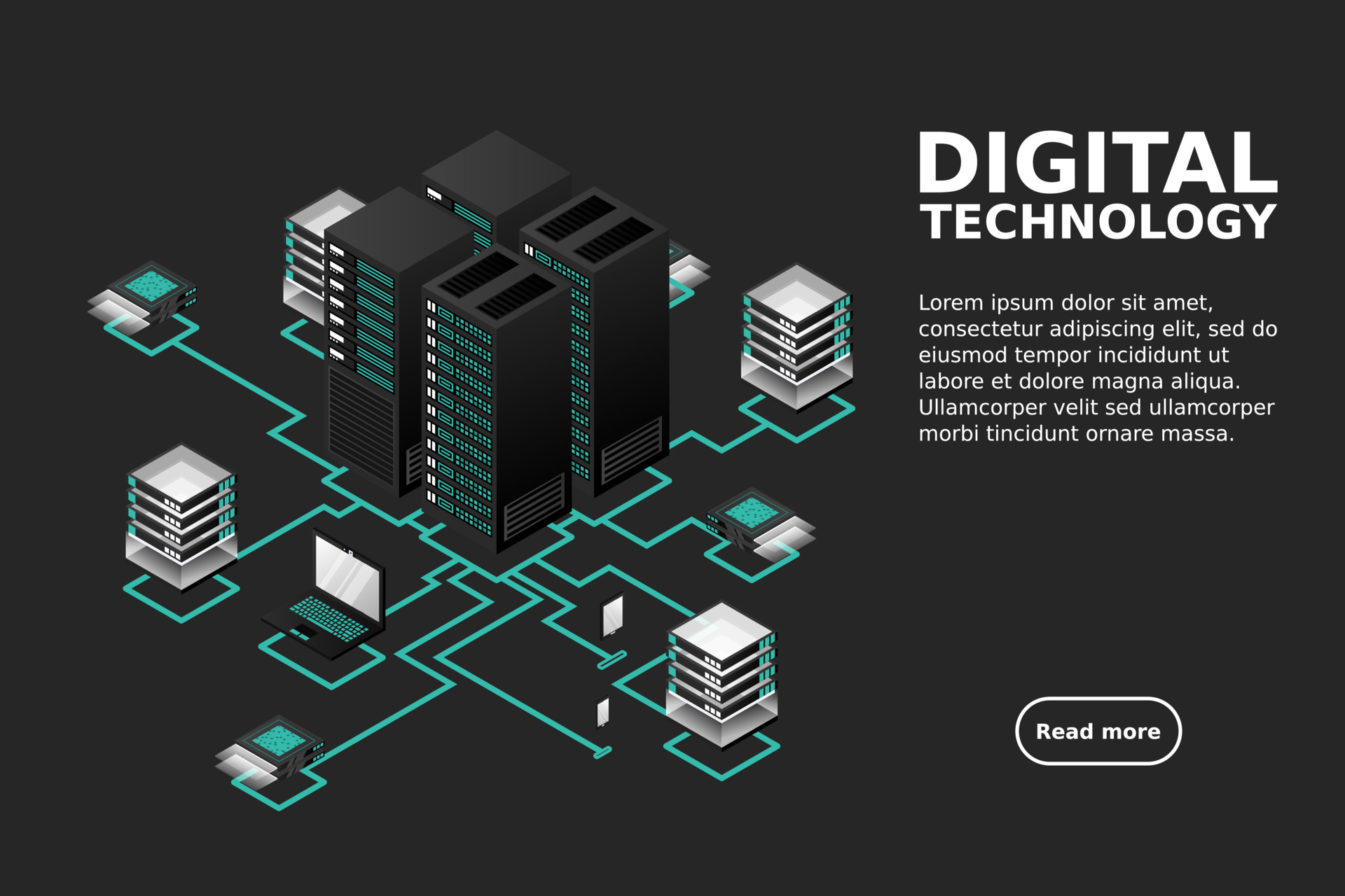 Concept of data network management .Vector isometric map with business ...