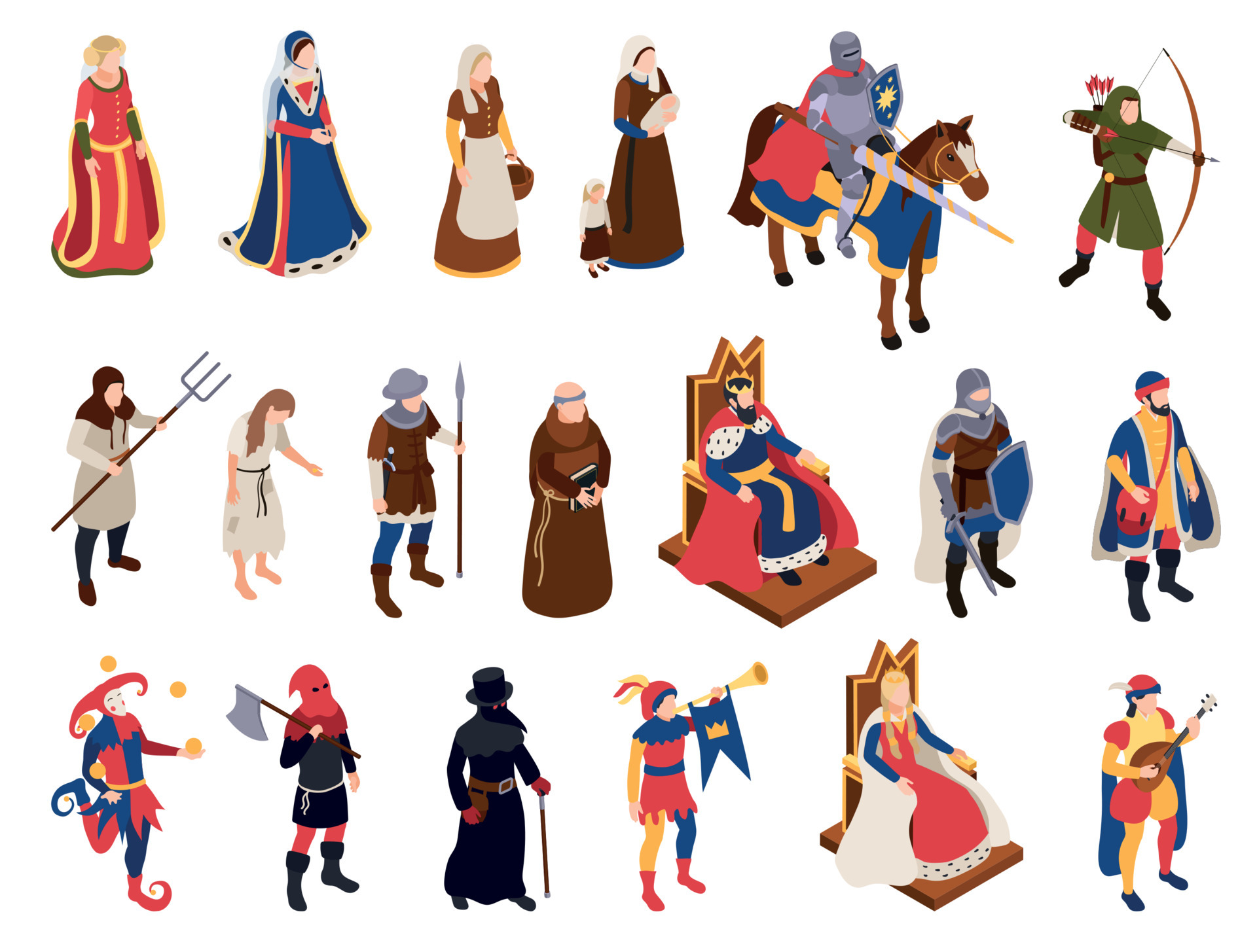 Medieval Characters Set 4902742 Vector Art at Vecteezy