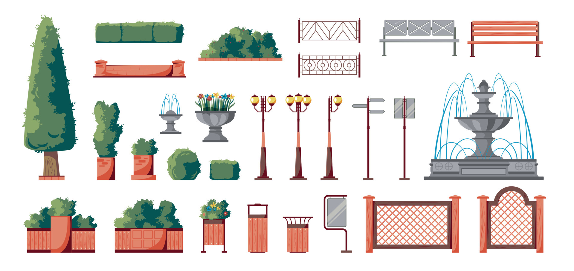 Park Elements Set 4903310 Vector Art at Vecteezy